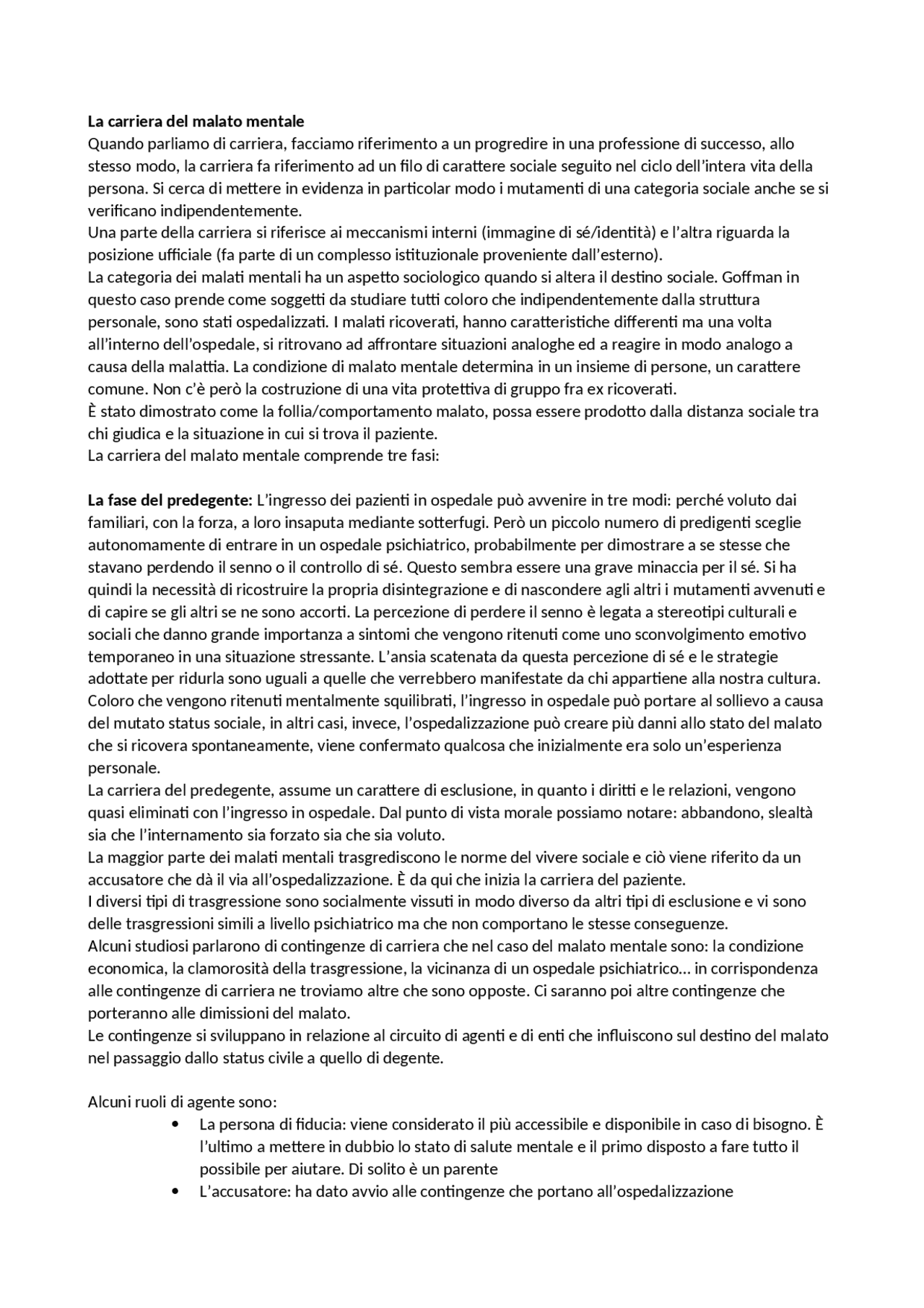 Asylum Goffman Riassunto Parte Libro Docsity