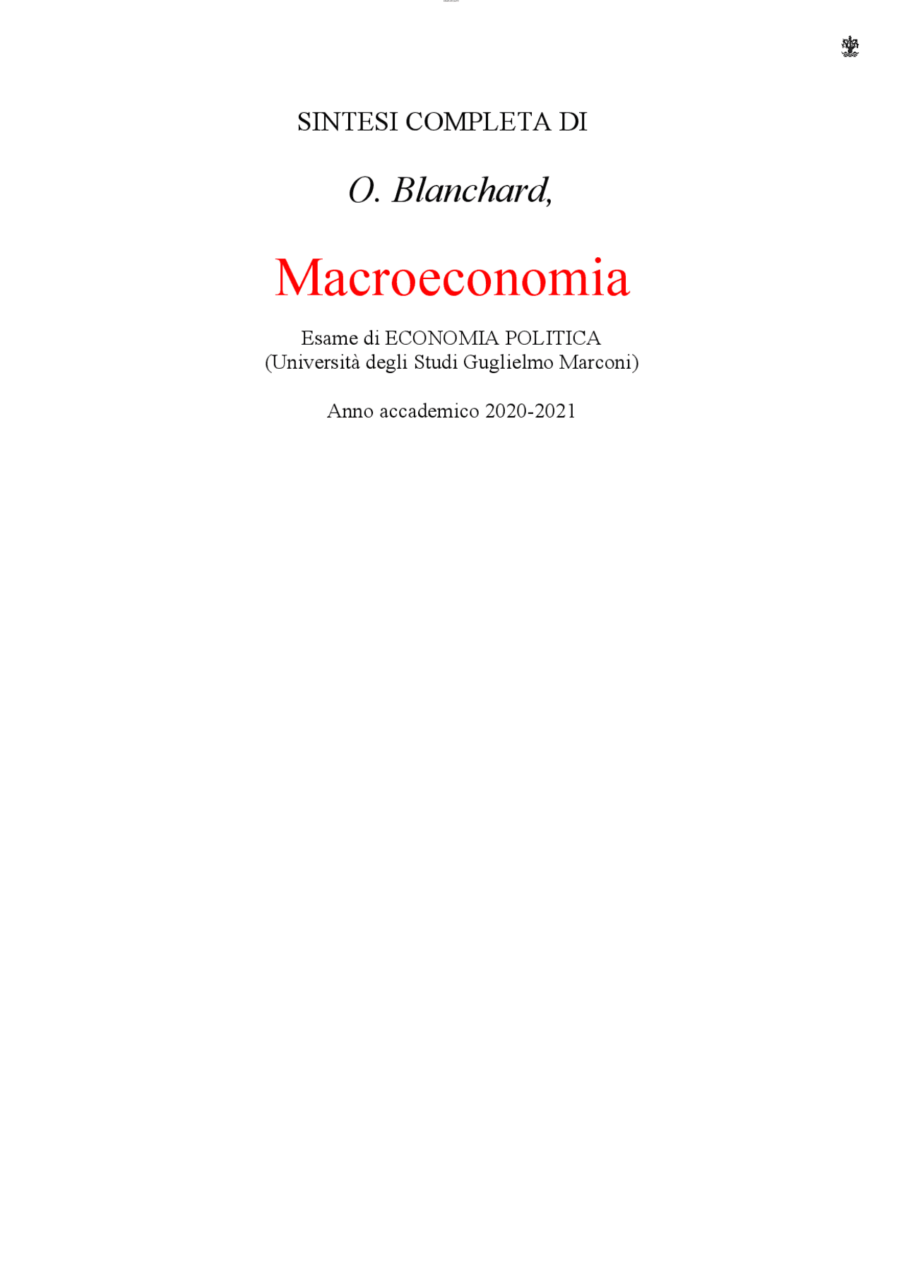 O Blanchard Macroeconomia Docsity