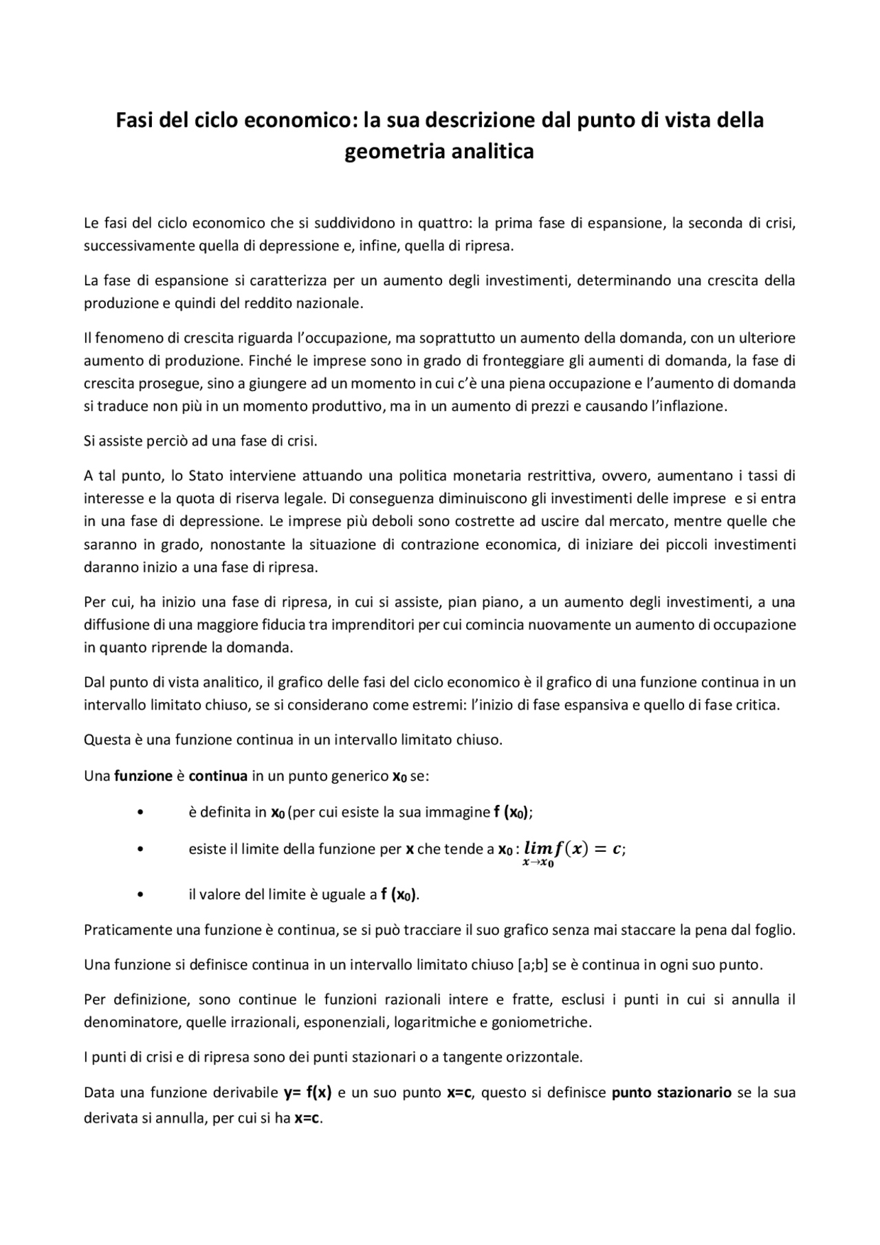 Lo studio di funzione, un'applicazione pratica | Appunti di Matematica ...