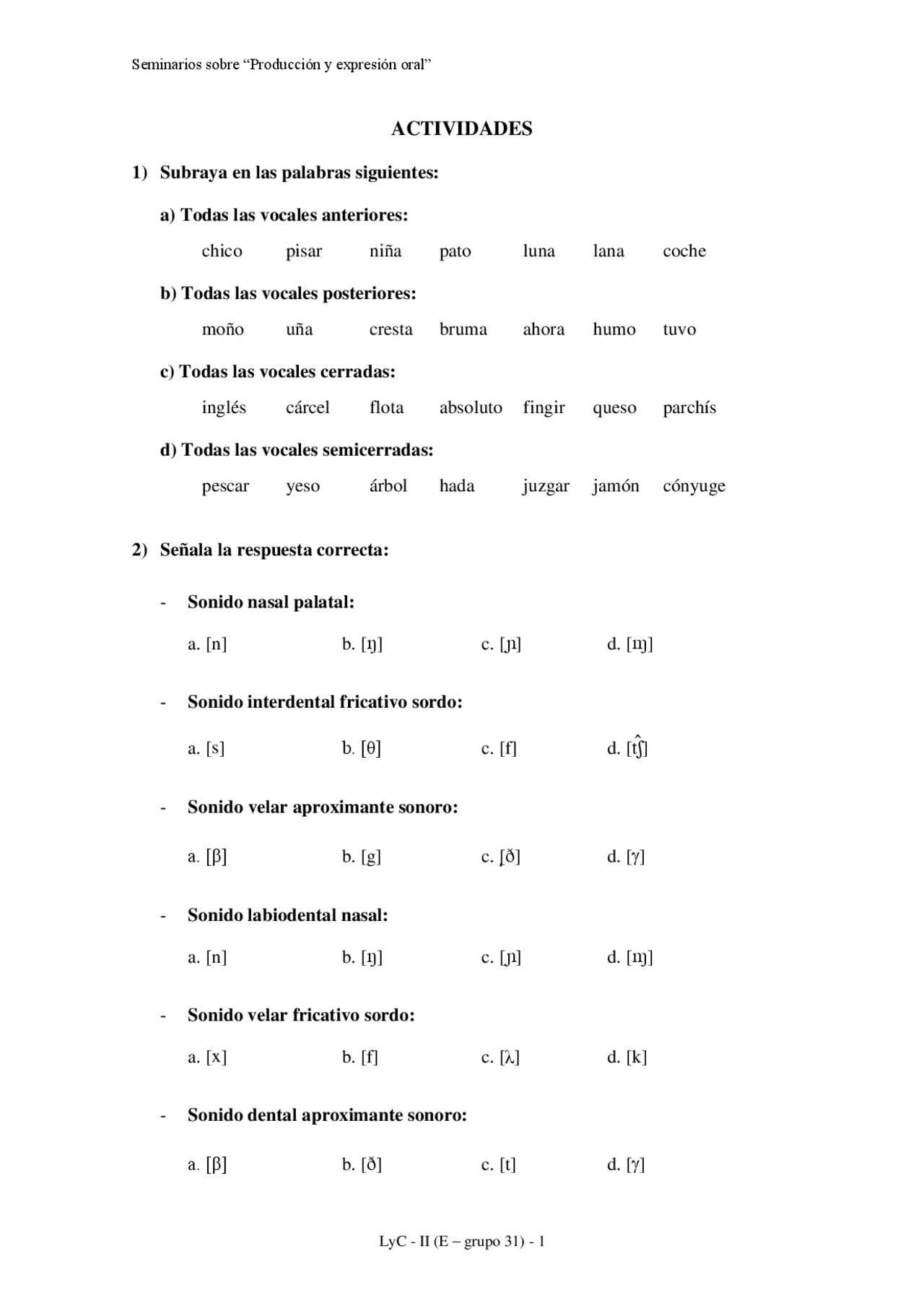 PrcaticS DE FONETICA - Docsity