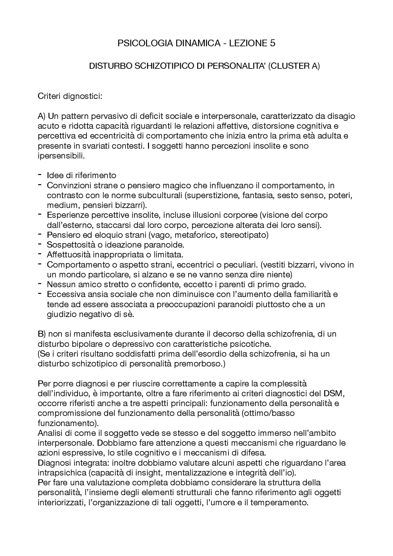 Appunti Di Psicologia Dinamica Docsity