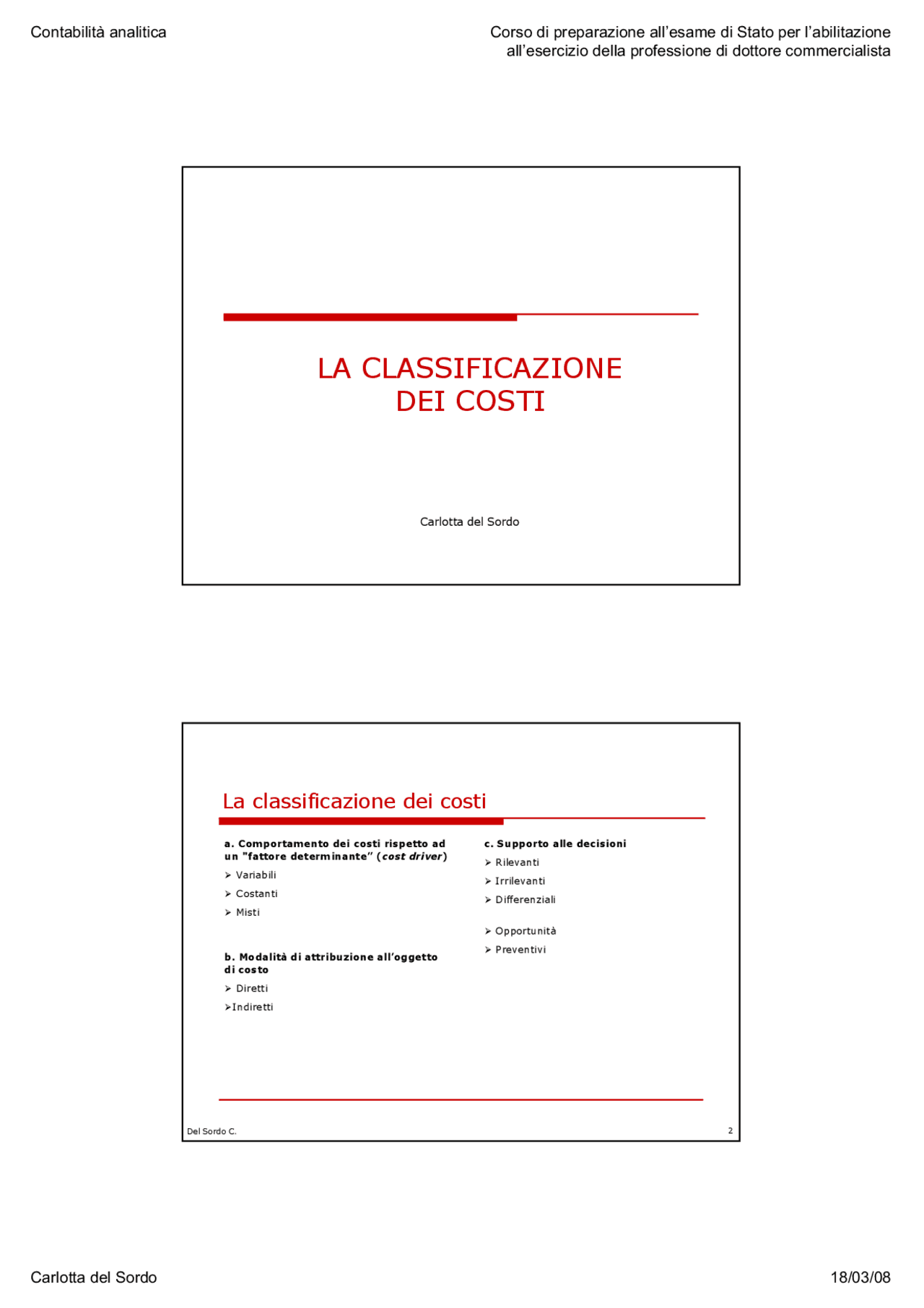 Classificazione Dei Costi Patrimonio Docsity