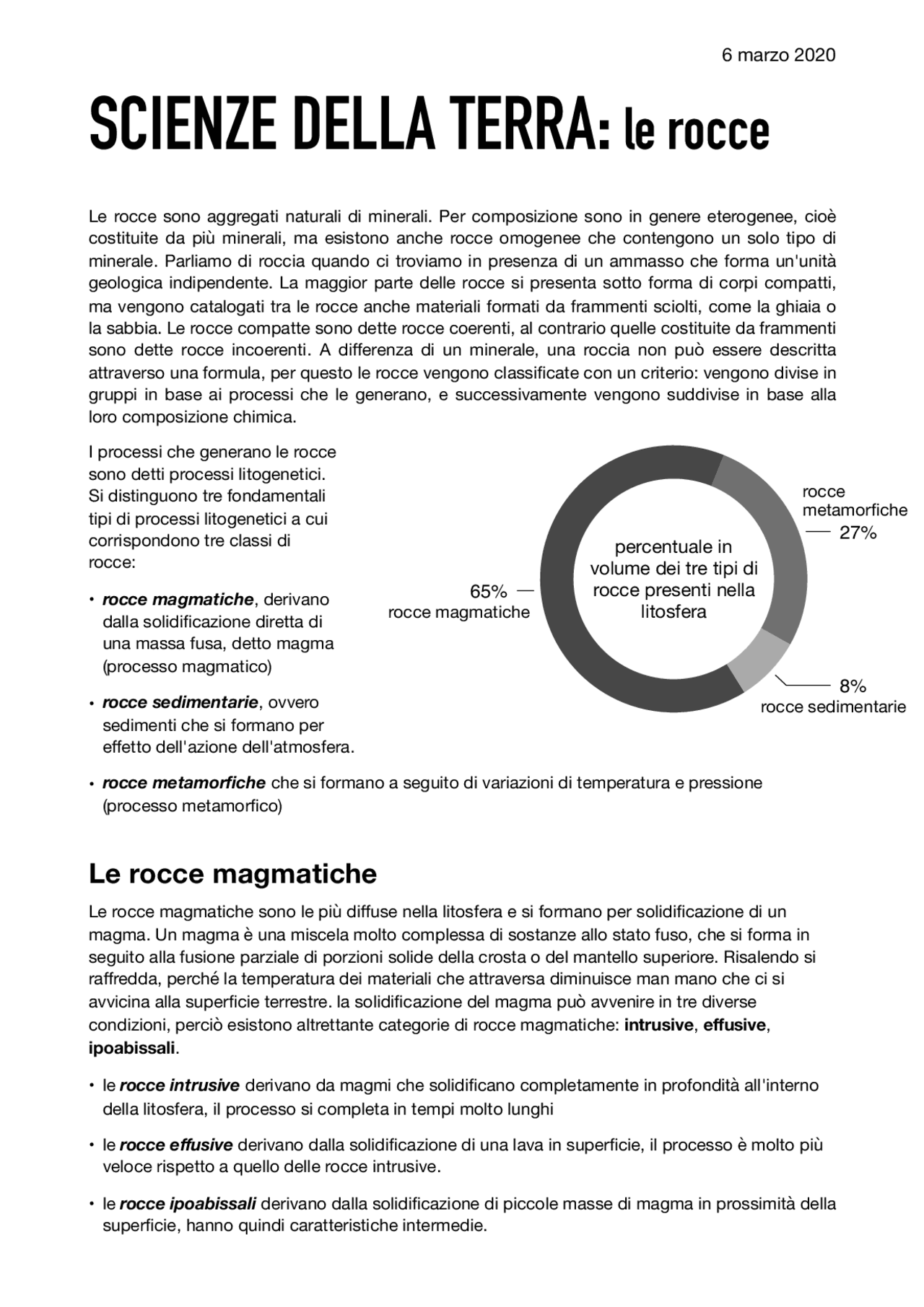 Appunti Sui Tipi Di Rocce Docsity