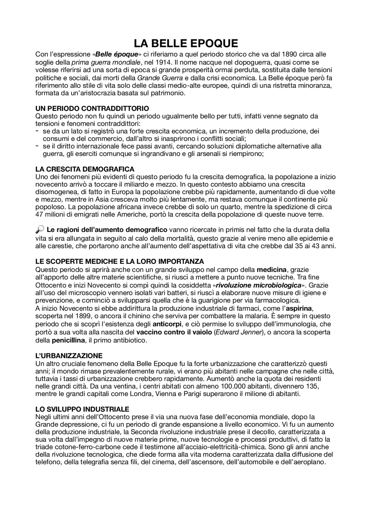 Appunti Sulla Belle Èpoque Docsity