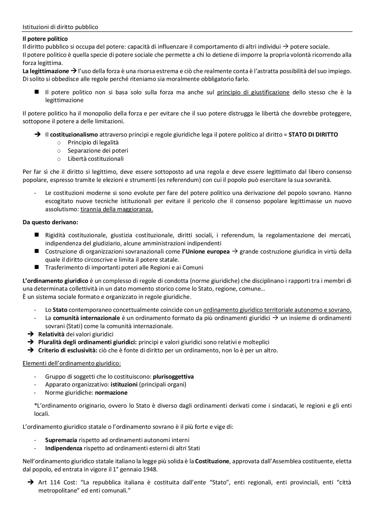Appunti Esame Istituzioni Di Diritto Pubblico Docsity