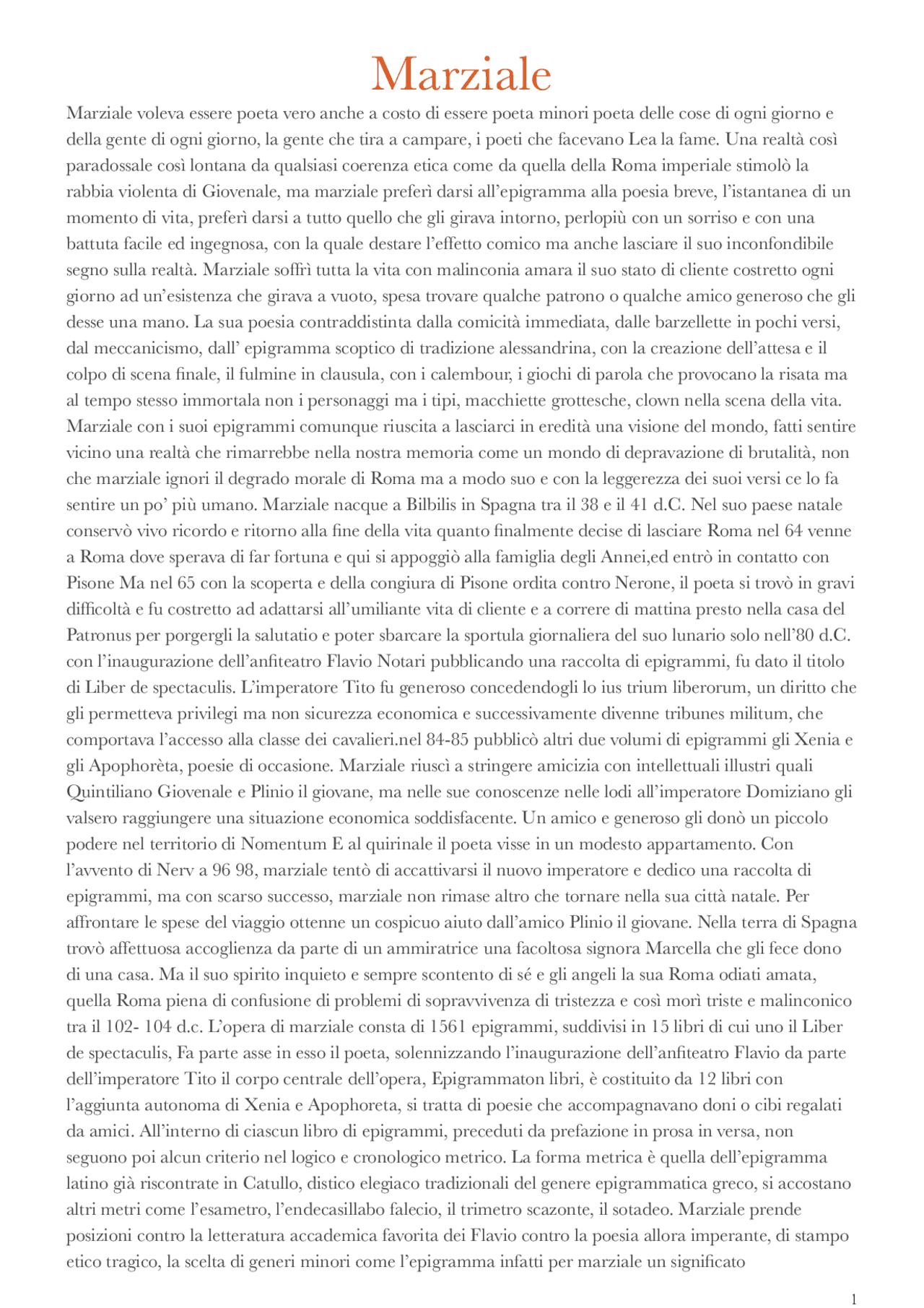 Appunti Approfonditi Marziale Docsity