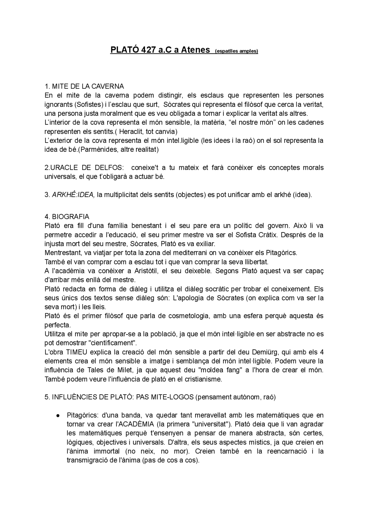 Resum Plató Catalunya Selectivitat 2022 Docsity