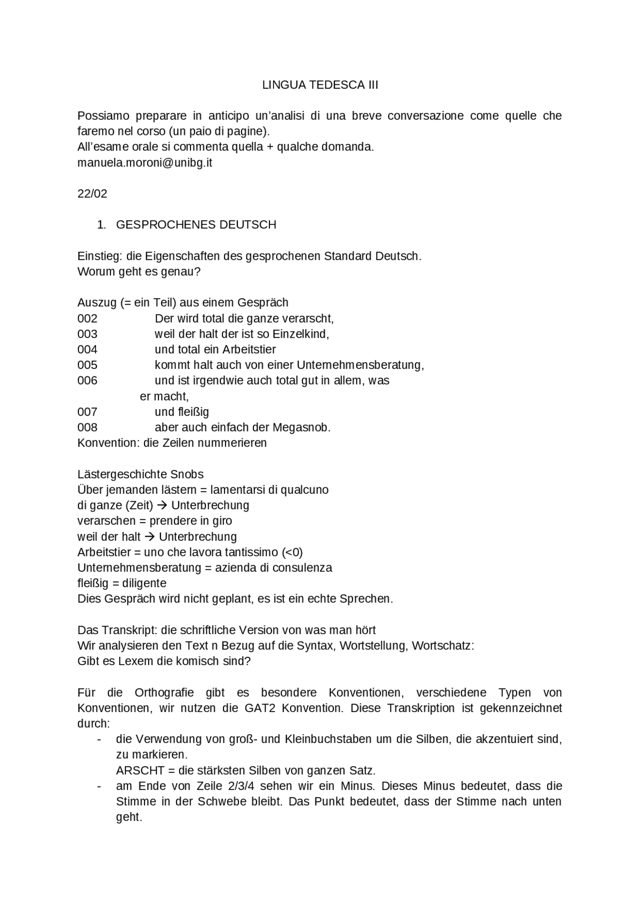 Lingua Tedesca Iii Appunti Docsity