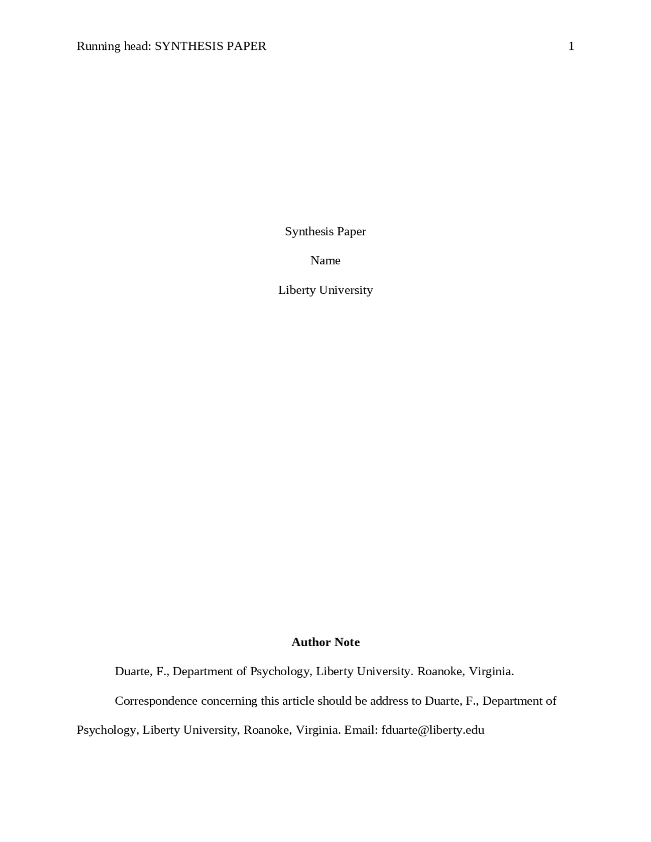 Synthesis Research Paper Docsity