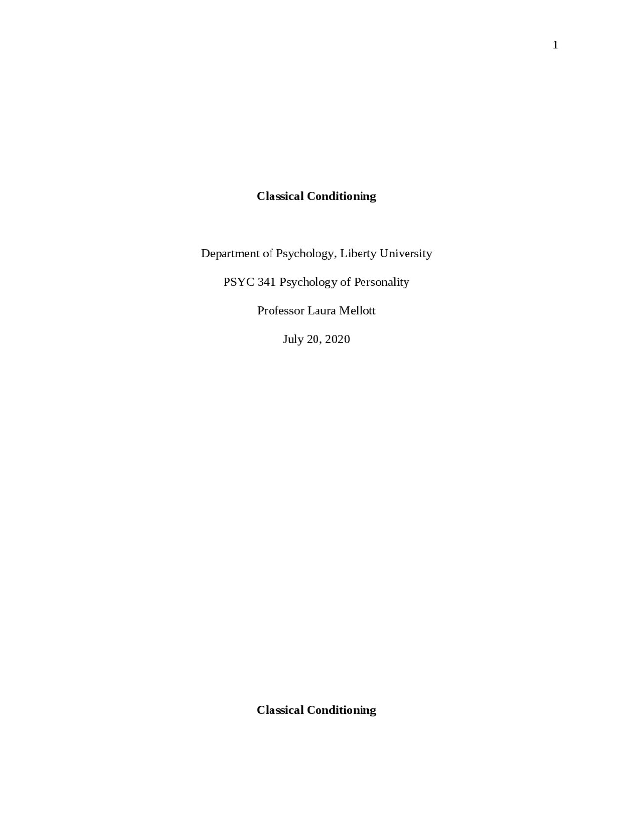 Understanding Classical Conditioning Docsity