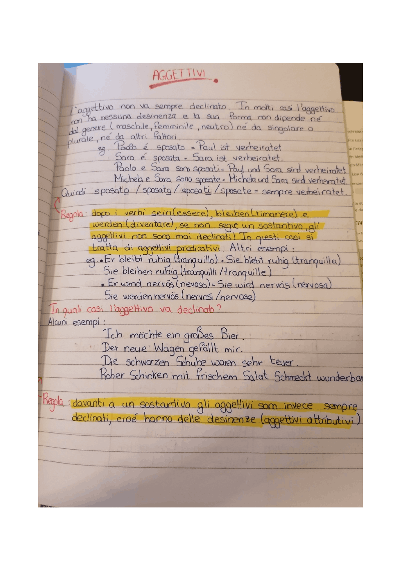 Linguistica Tedesca Aggettivi Docsity