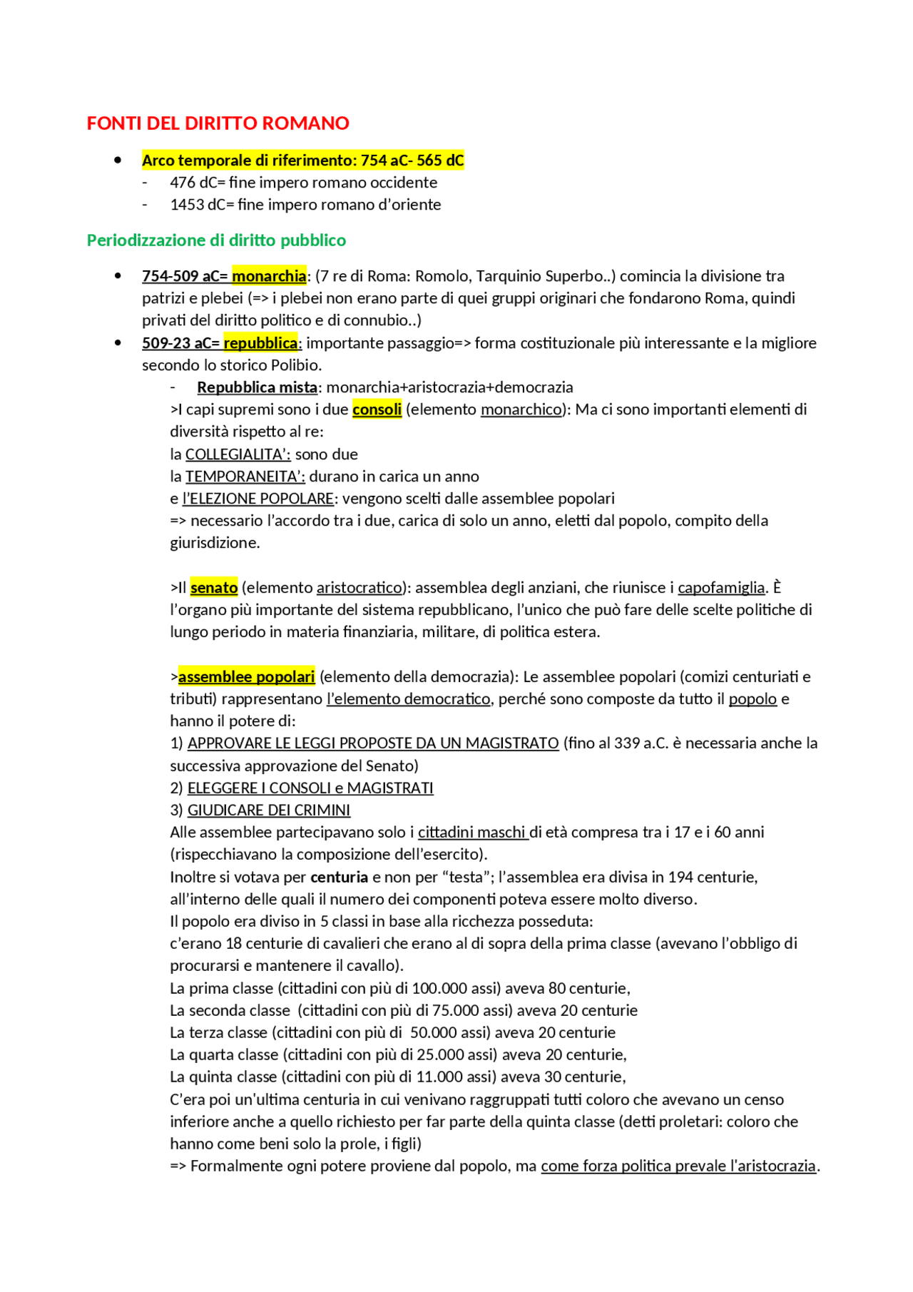 Le Fonti Del Diritto Romano Docsity