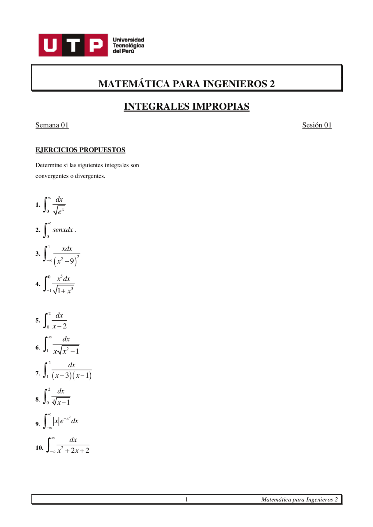 INTEGRALES IMPROPIAS - Docsity