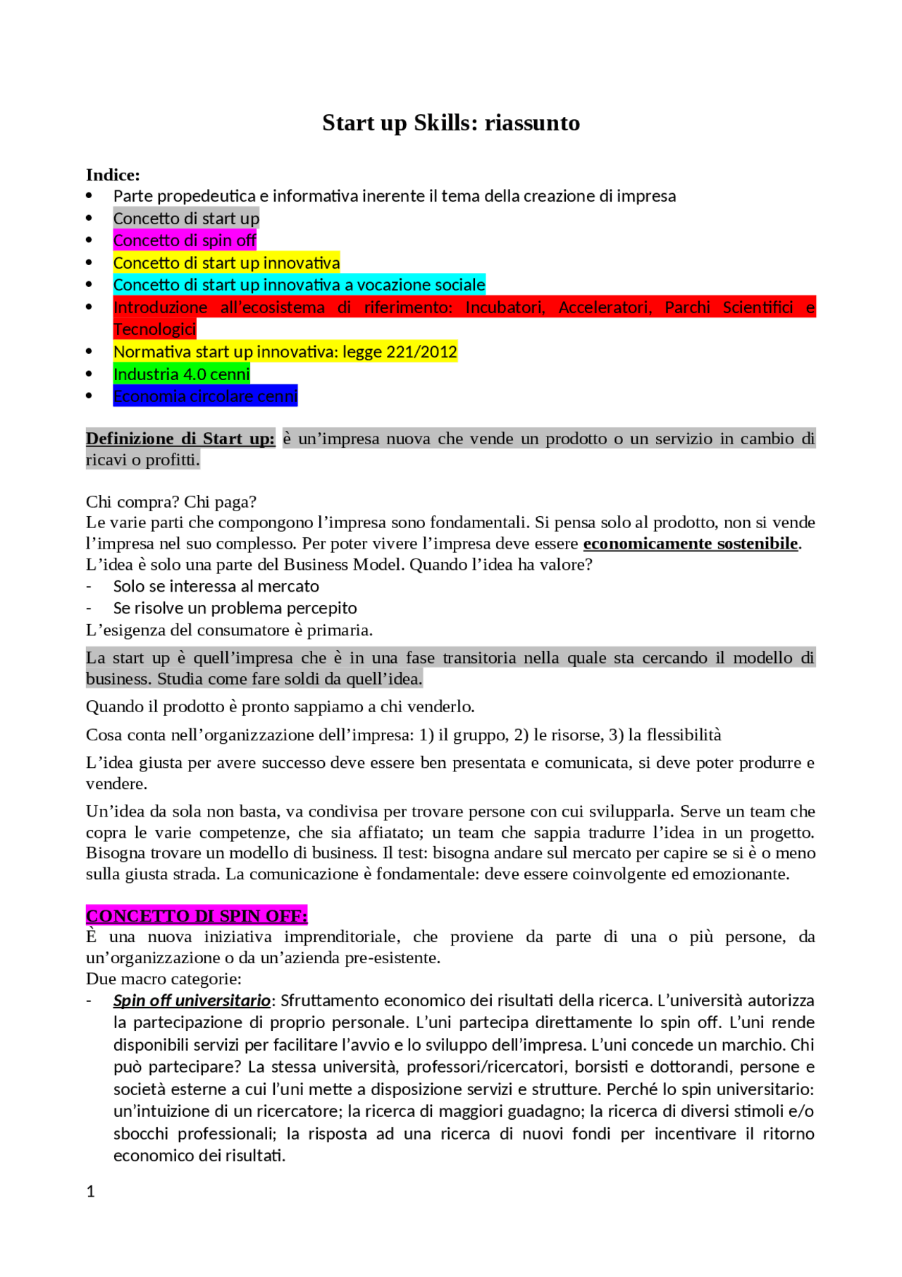 Riassunto Esame Start Up And Skills Docsity