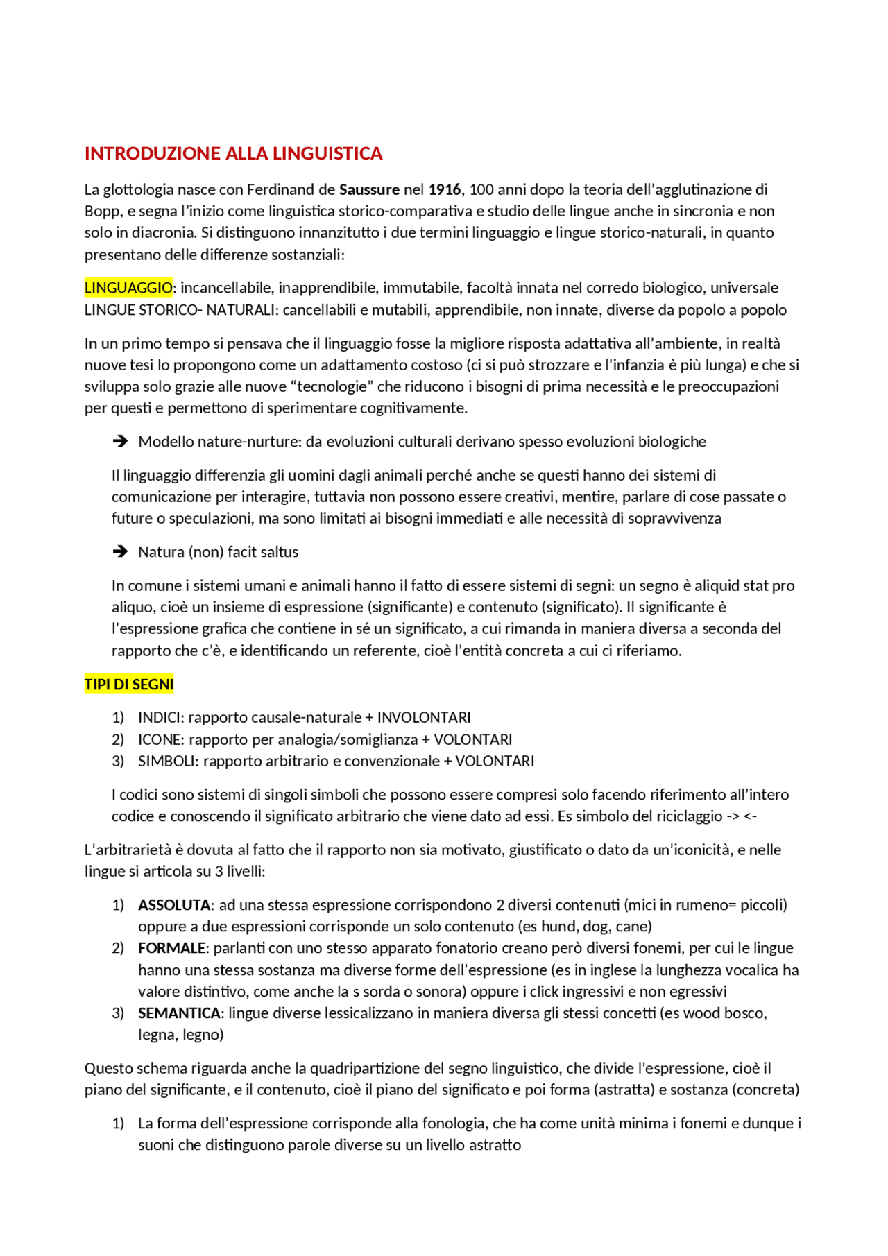 Appunti Di Glottologia Docsity