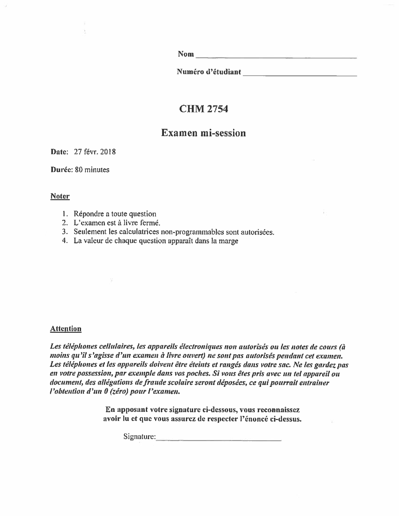 Chm 2754 Mi Session Chimie Analytique Docsity