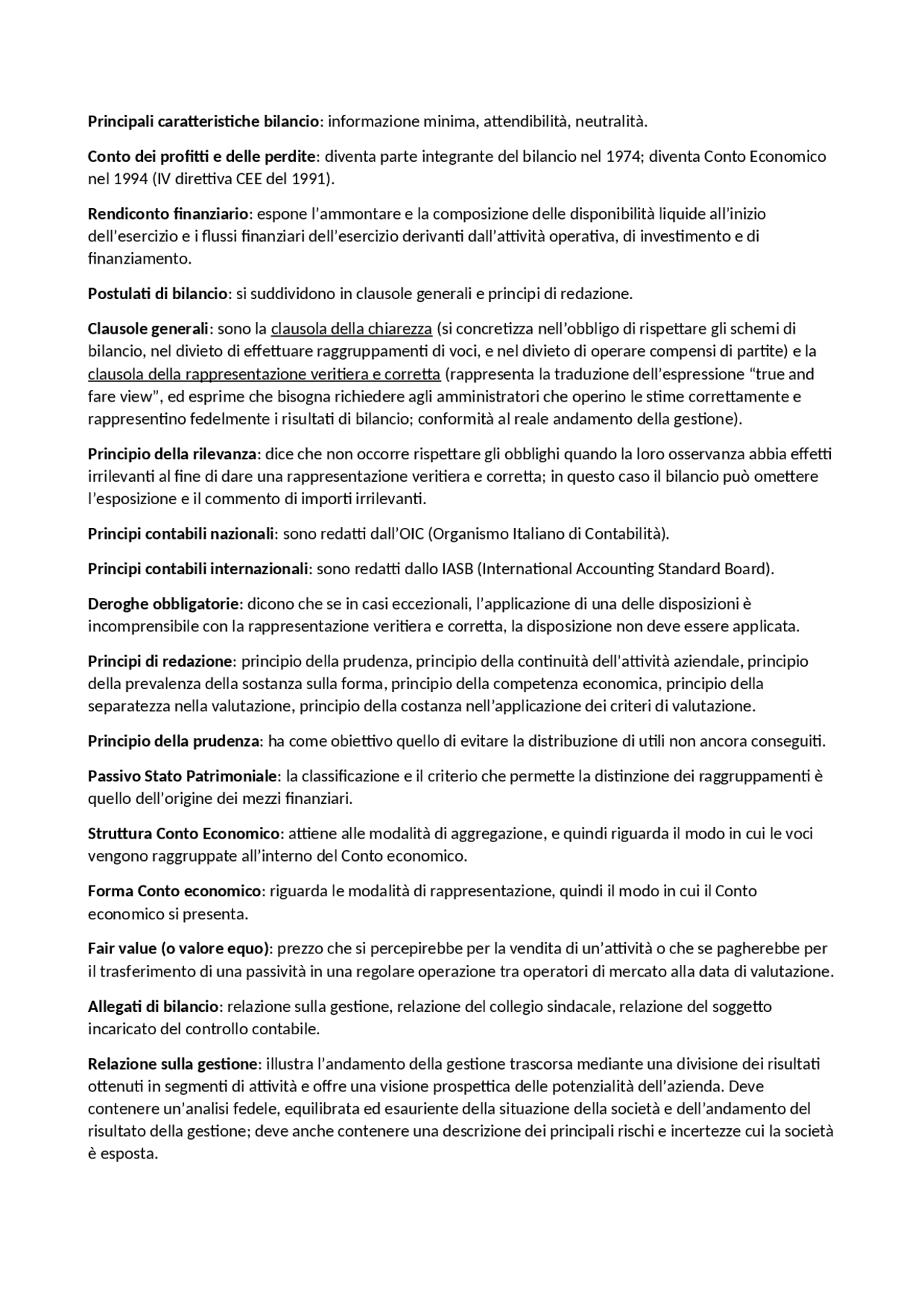 Sintesi In Parole Chiave Del Corso Di Ragioneria Generale E Applicata