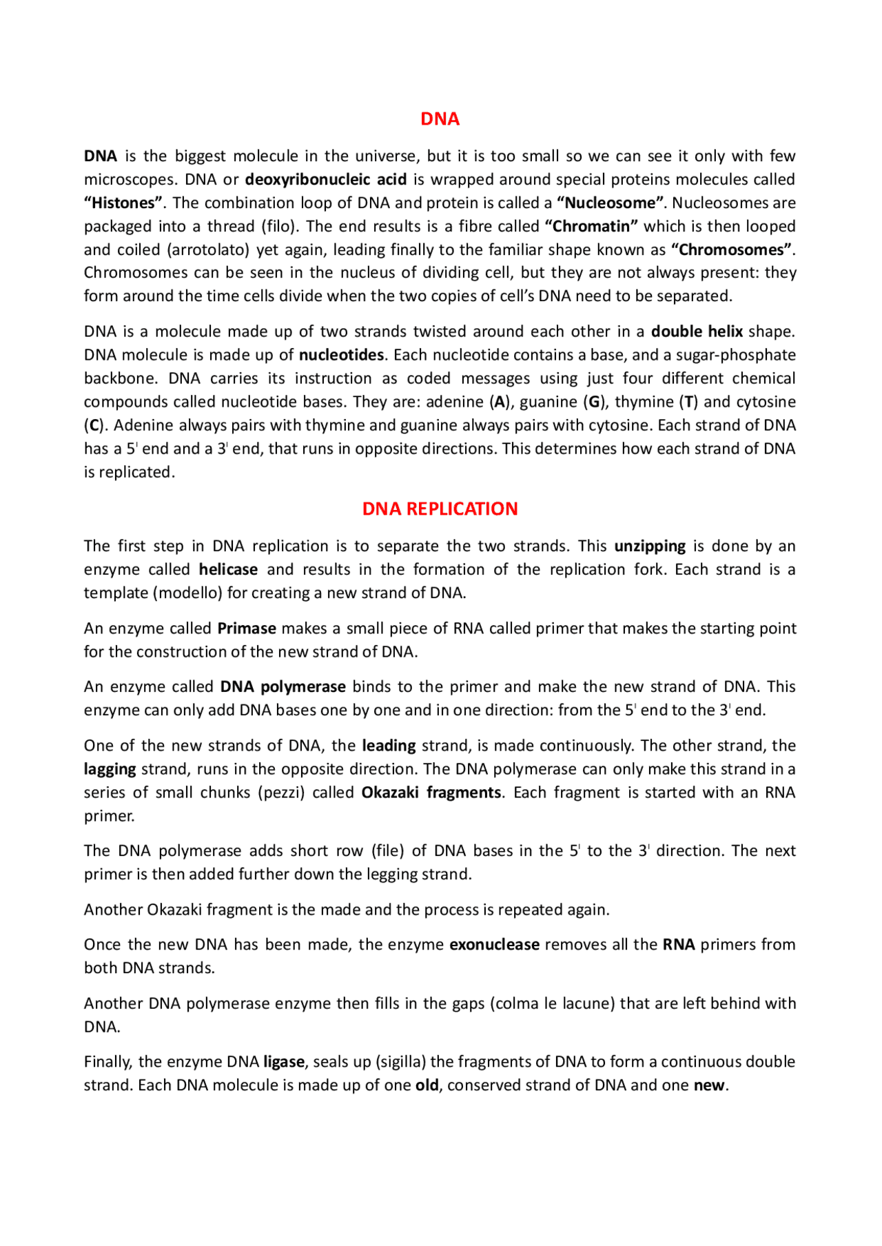 Notes And Schemes On Dna Docsity