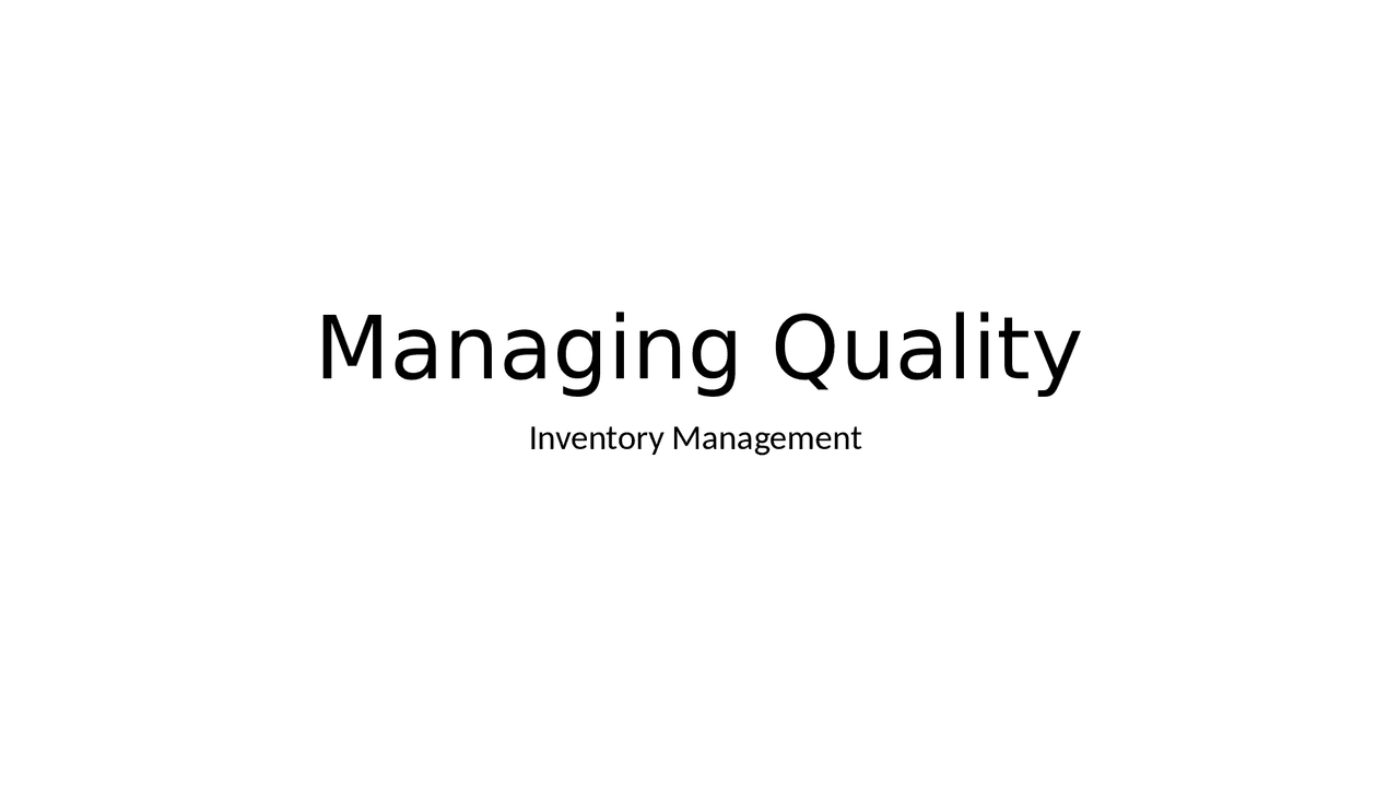 Quality Management In Business Docsity