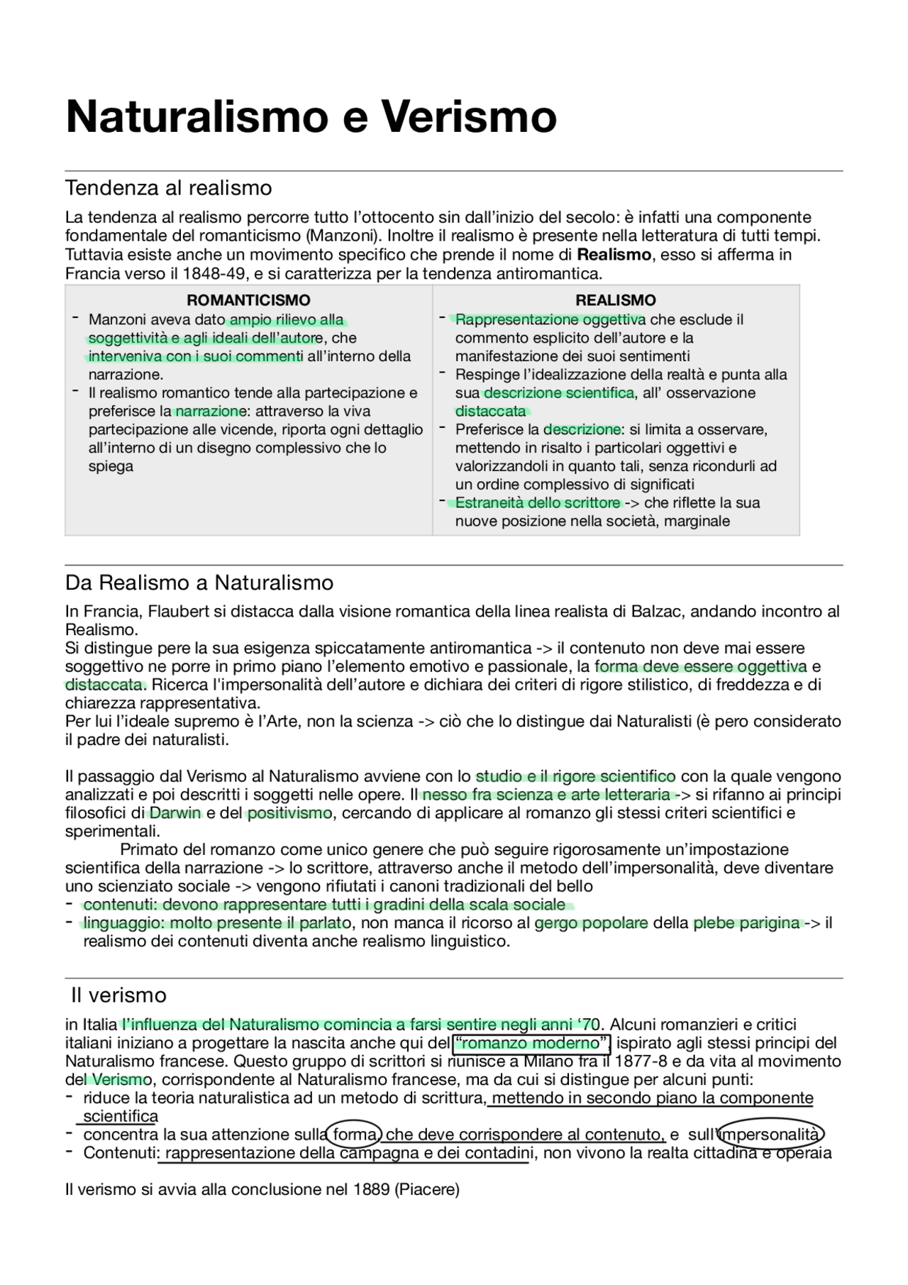 Verga E Verismo Riassunto Completo Docsity