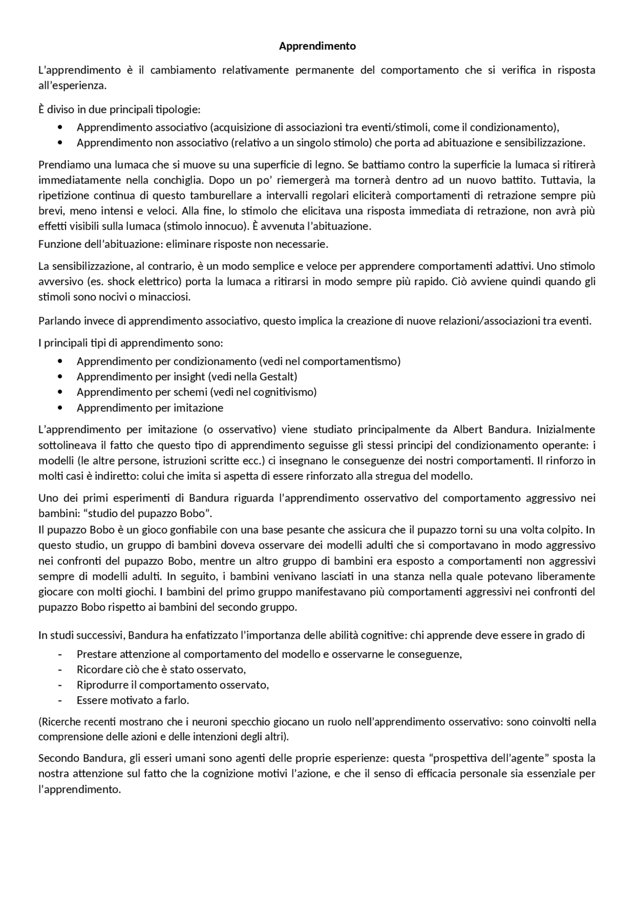 Psicologia Generale Modulo A Tagliabue Apprendimento Docsity