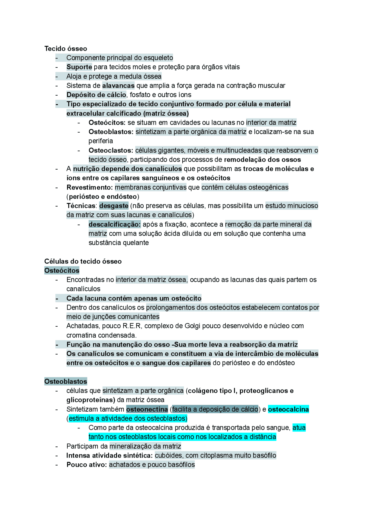 Histologia Do Tecido Ósseo Docsity