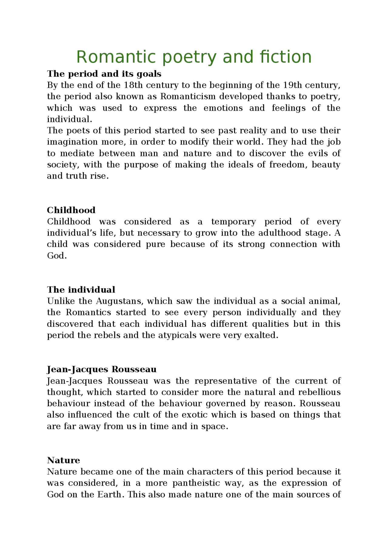 POETRY OF THE ROMANTIC AGE - Docsity