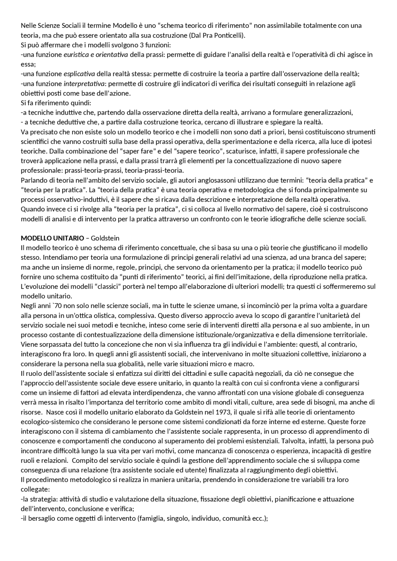 Modelli Teorici Del Servizio Sociale Docsity