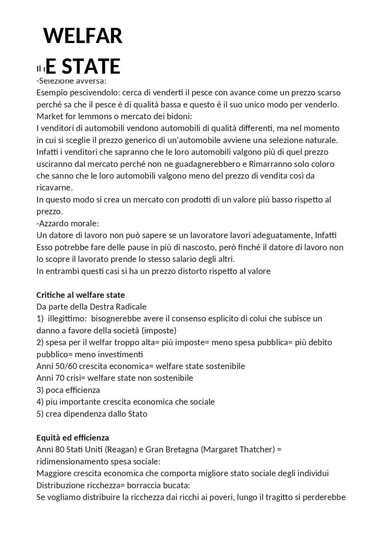 Approfondimento Welfare State Docsity