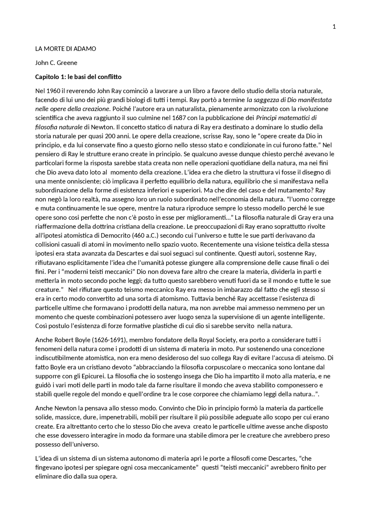 Riassunto Libro La Morte Di Adamo Docsity