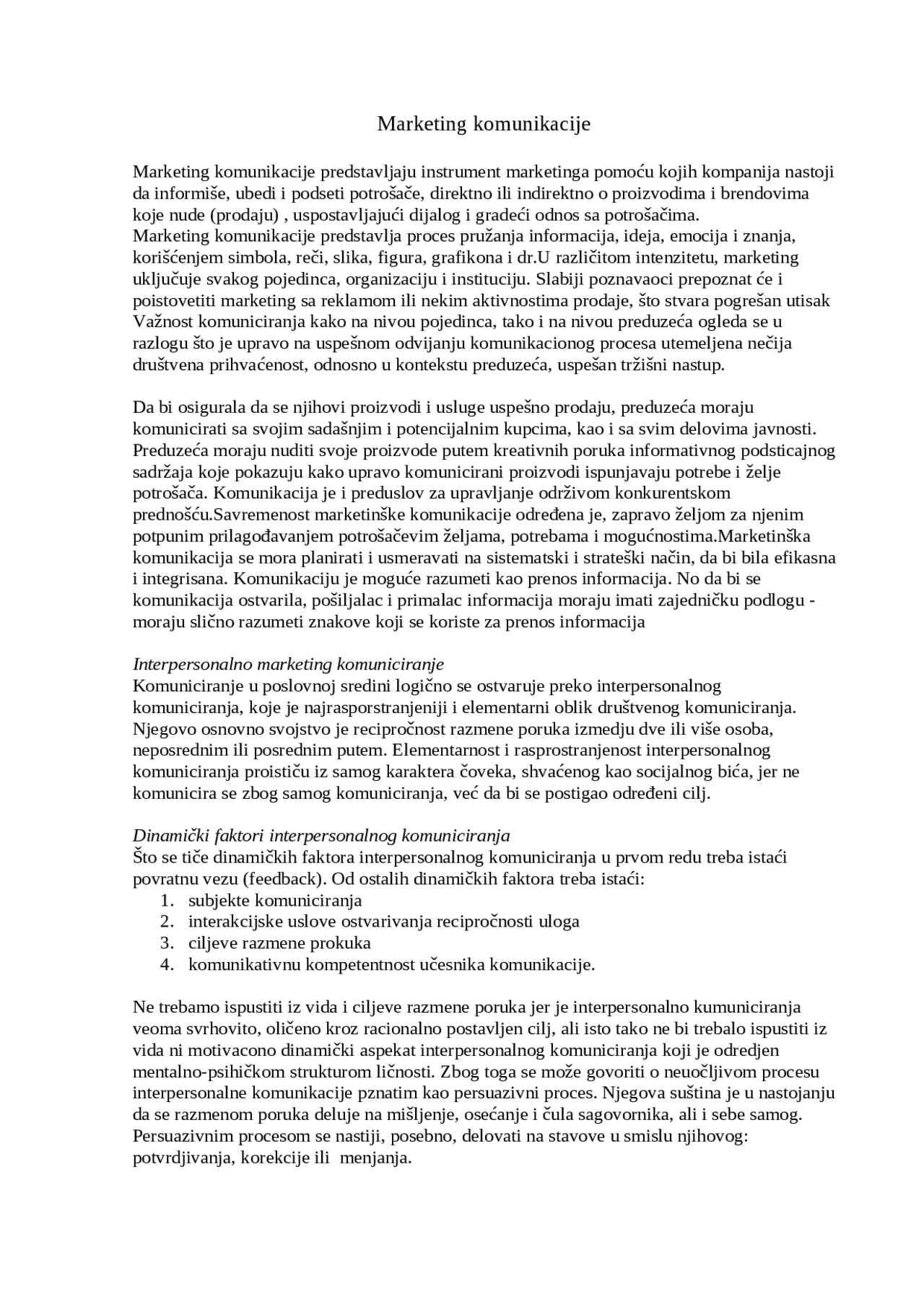 Marketing Komunikacije Docsity