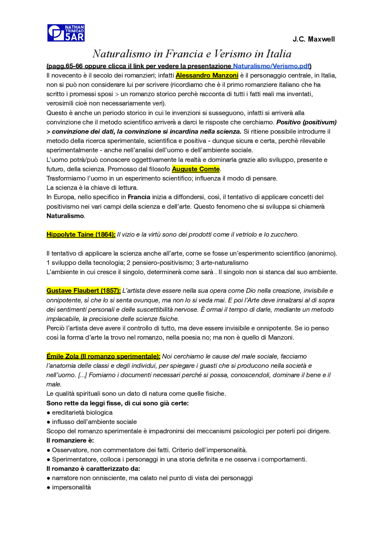Appunti Giovanni Verga Docsity