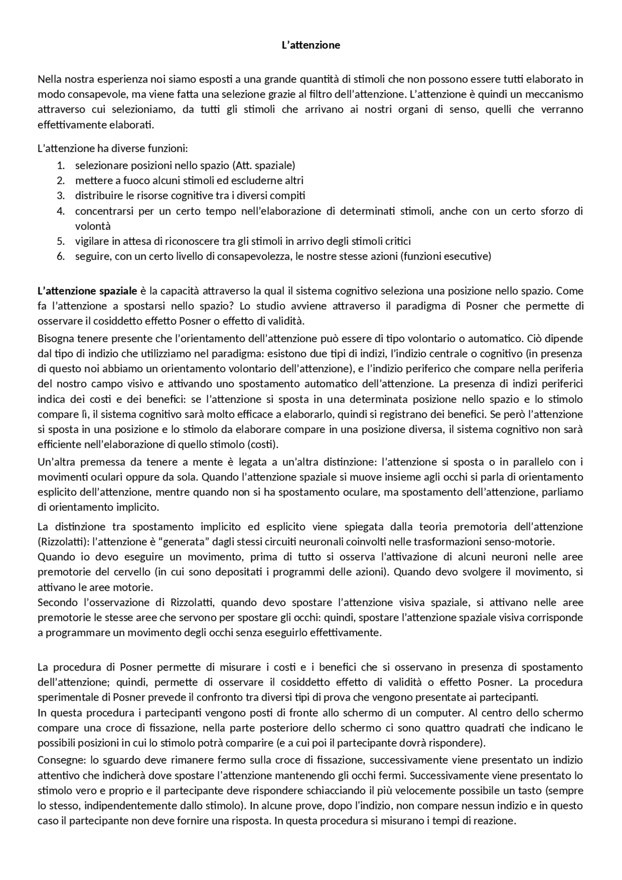 Psicologia Generale Modulo A Tagliabue Attenzione Docsity
