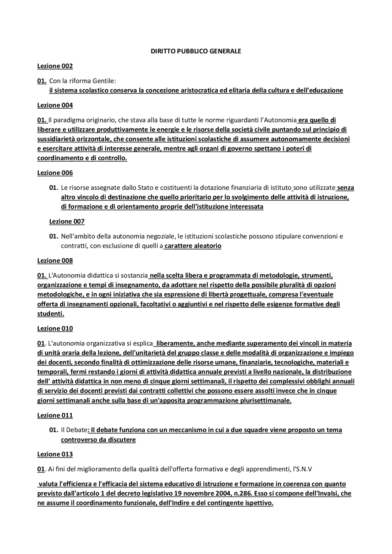 Diritto pubblico generale -domande d'esame + risposte ESATTE- 2022- prof. F. De Sanctis ...