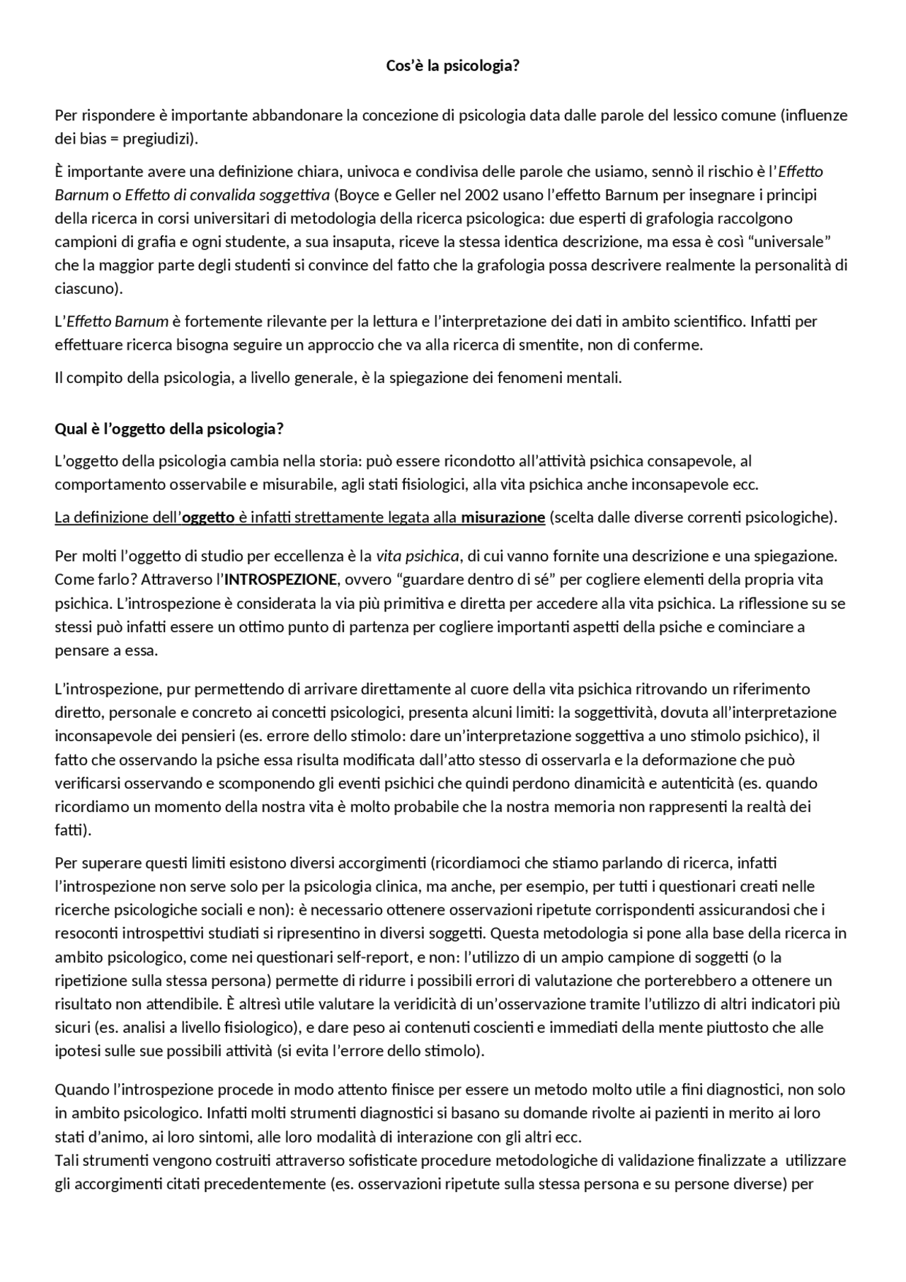 Psicologia Generale Modulo A Tagliabue Introduzione Docsity