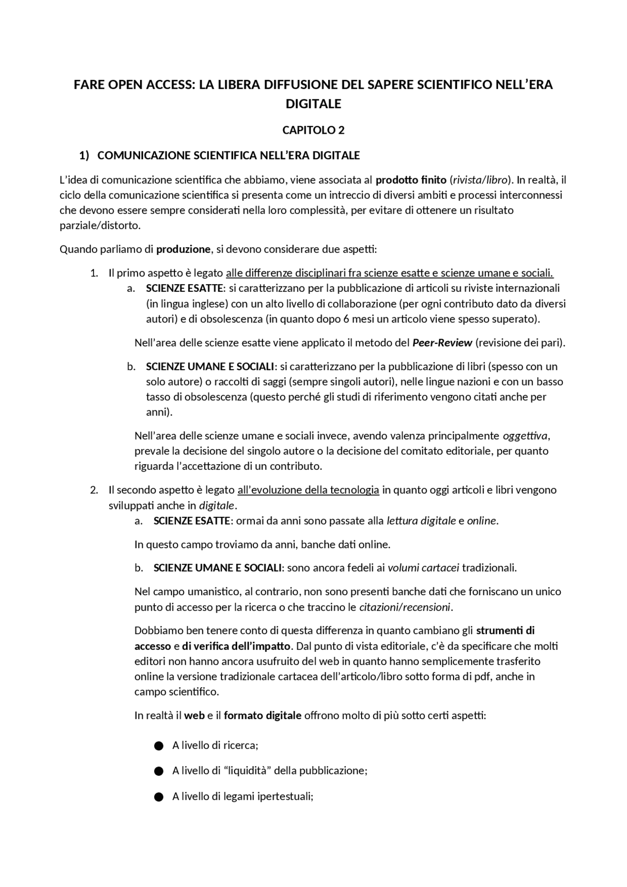 Riassunto Di Fare Open Access Docsity