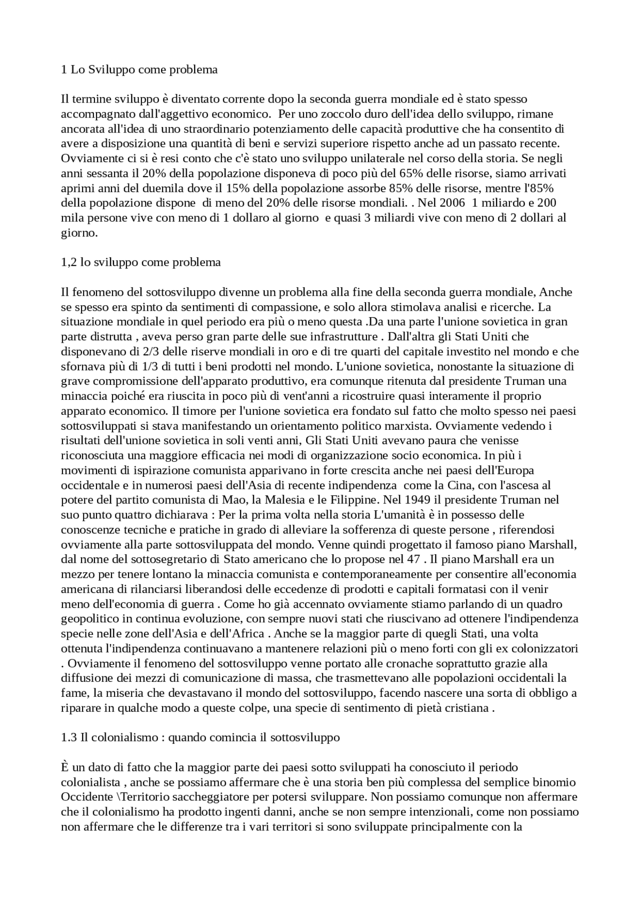 Sociologia Dello Sviluppo Sintesi Del Corso Di Sociologia Docsity