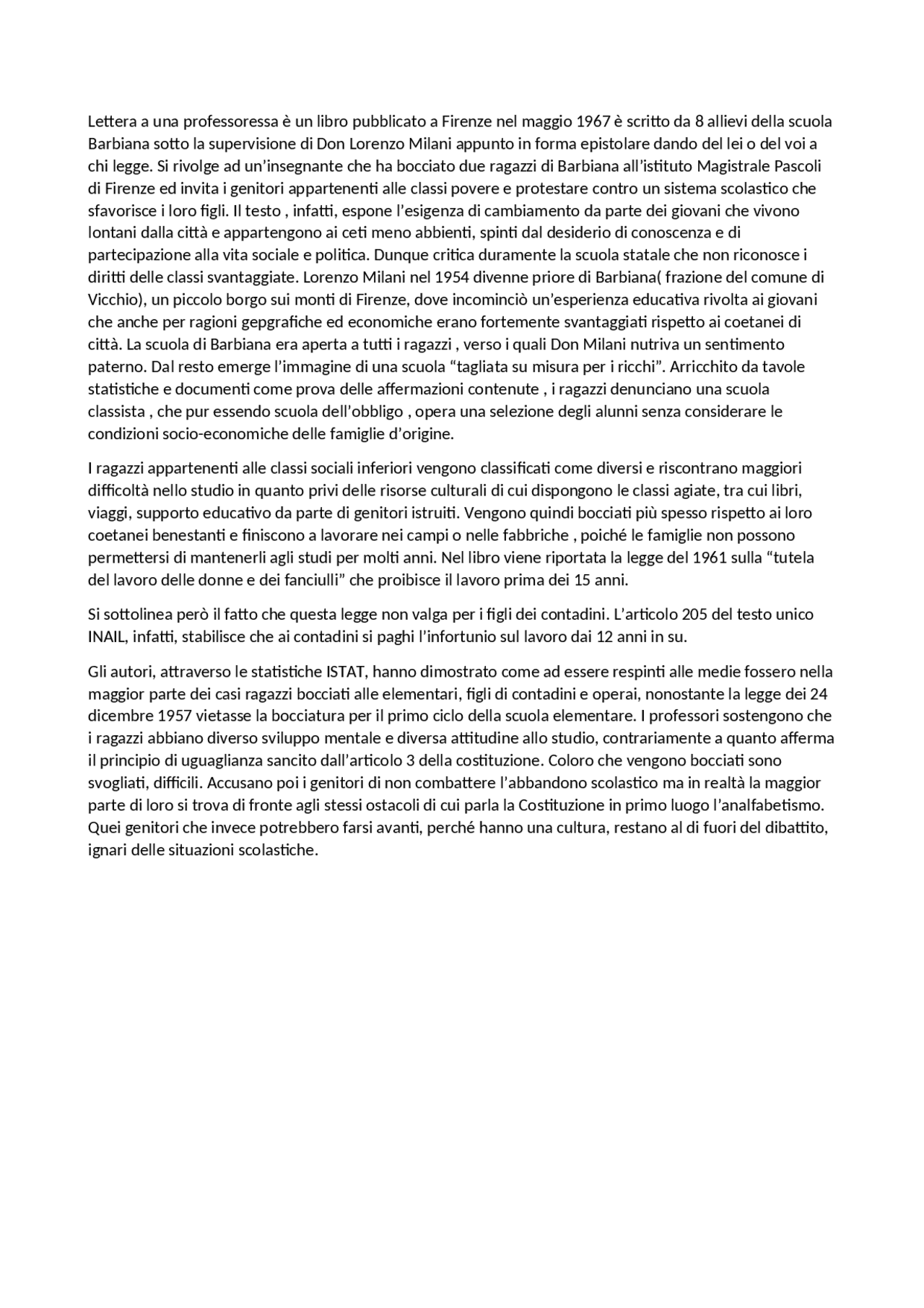 Lettera A Una Professoressa Docsity