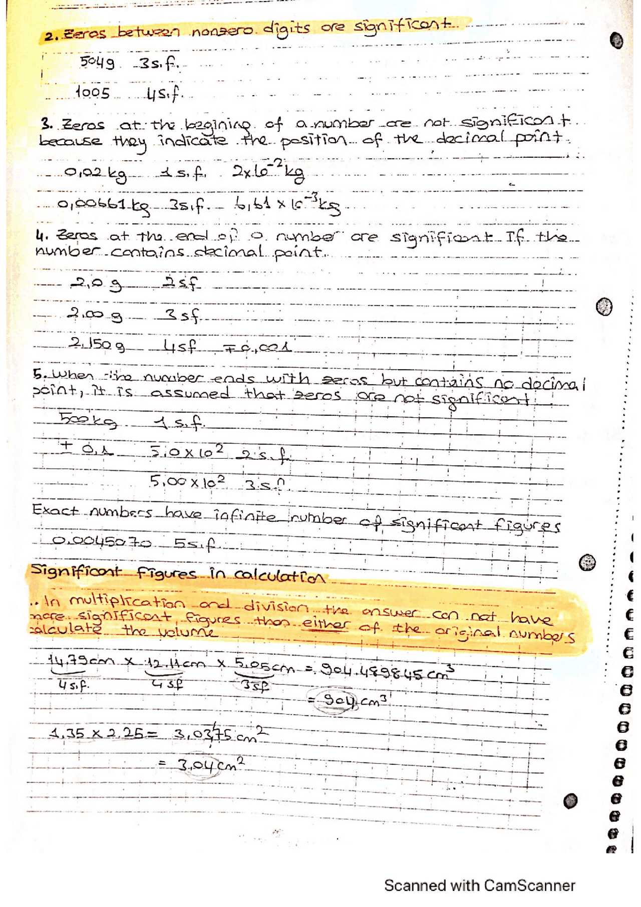 Significant figures in calculation - Docsity