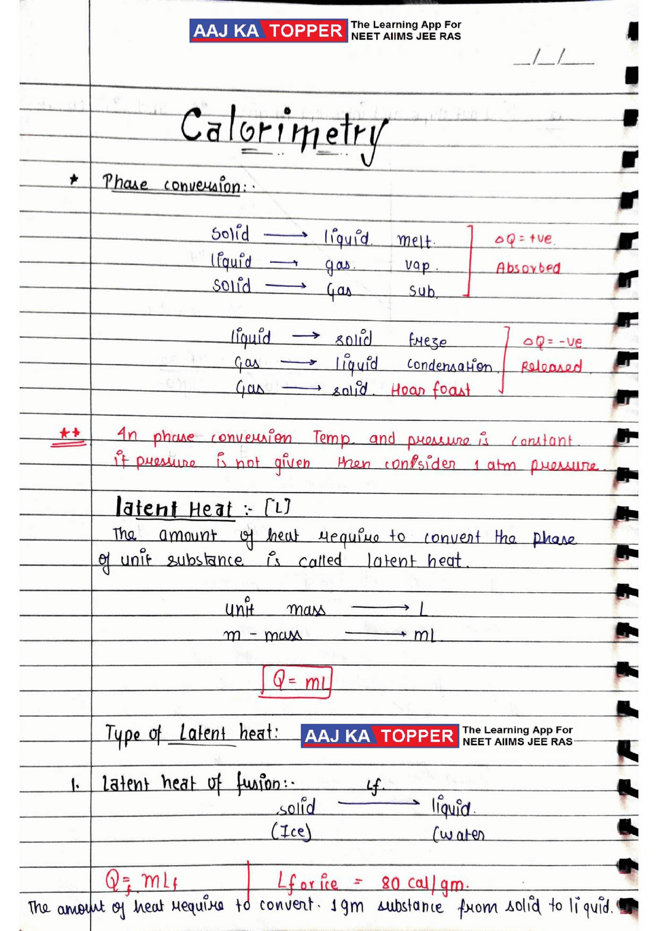 Calorimetry concept and theory - Docsity
