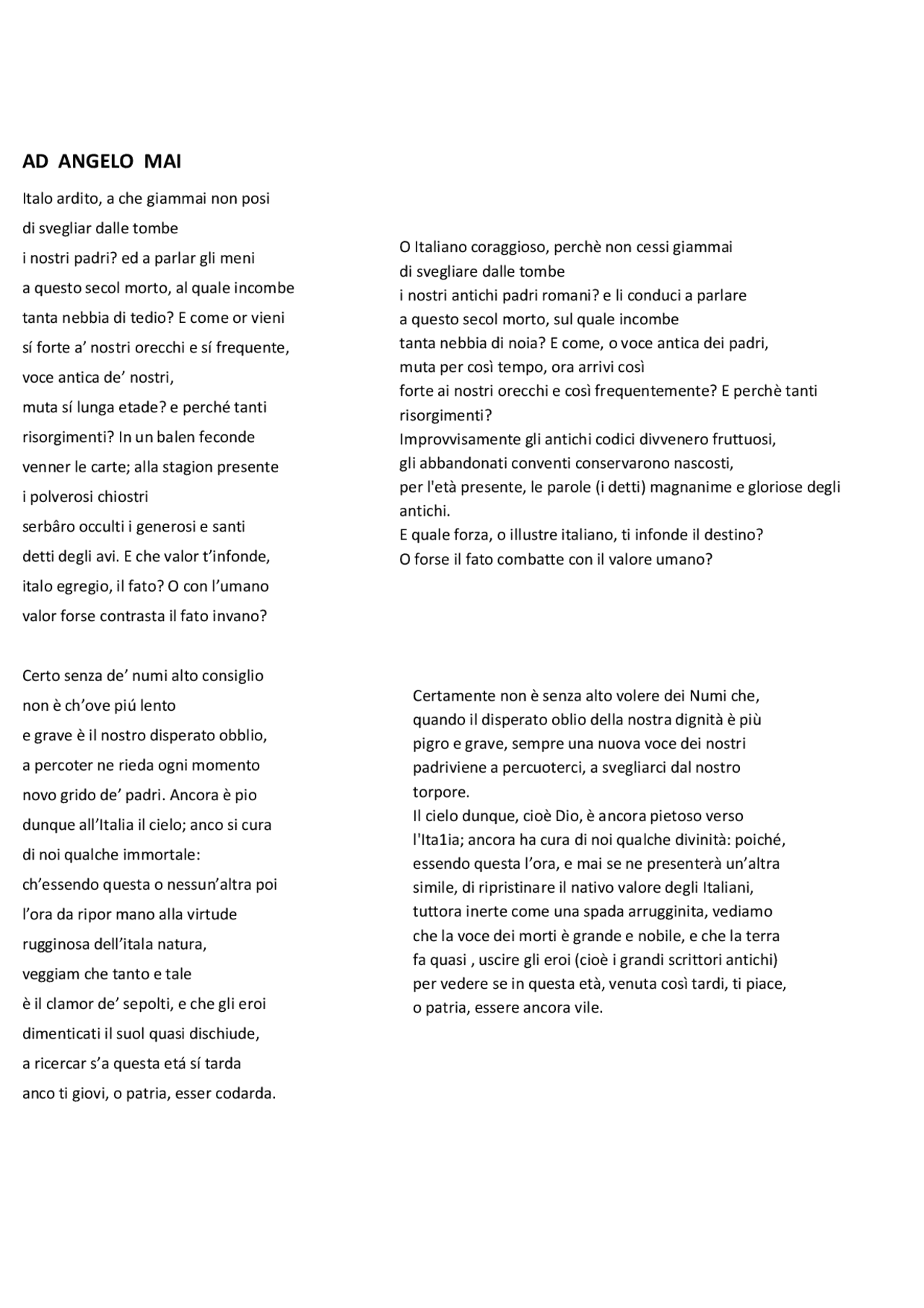 Analisi Di Alcuni Canti Di Leopardi Docsity