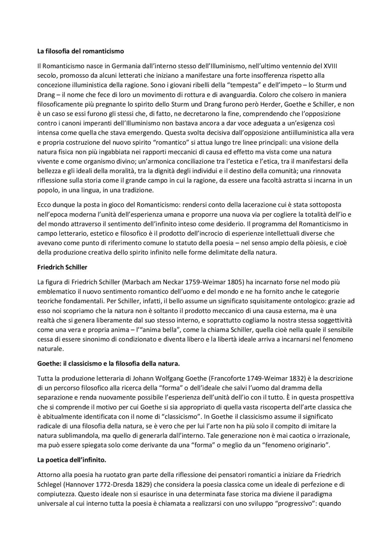 La Filosofia del Romanticismo - Docsity