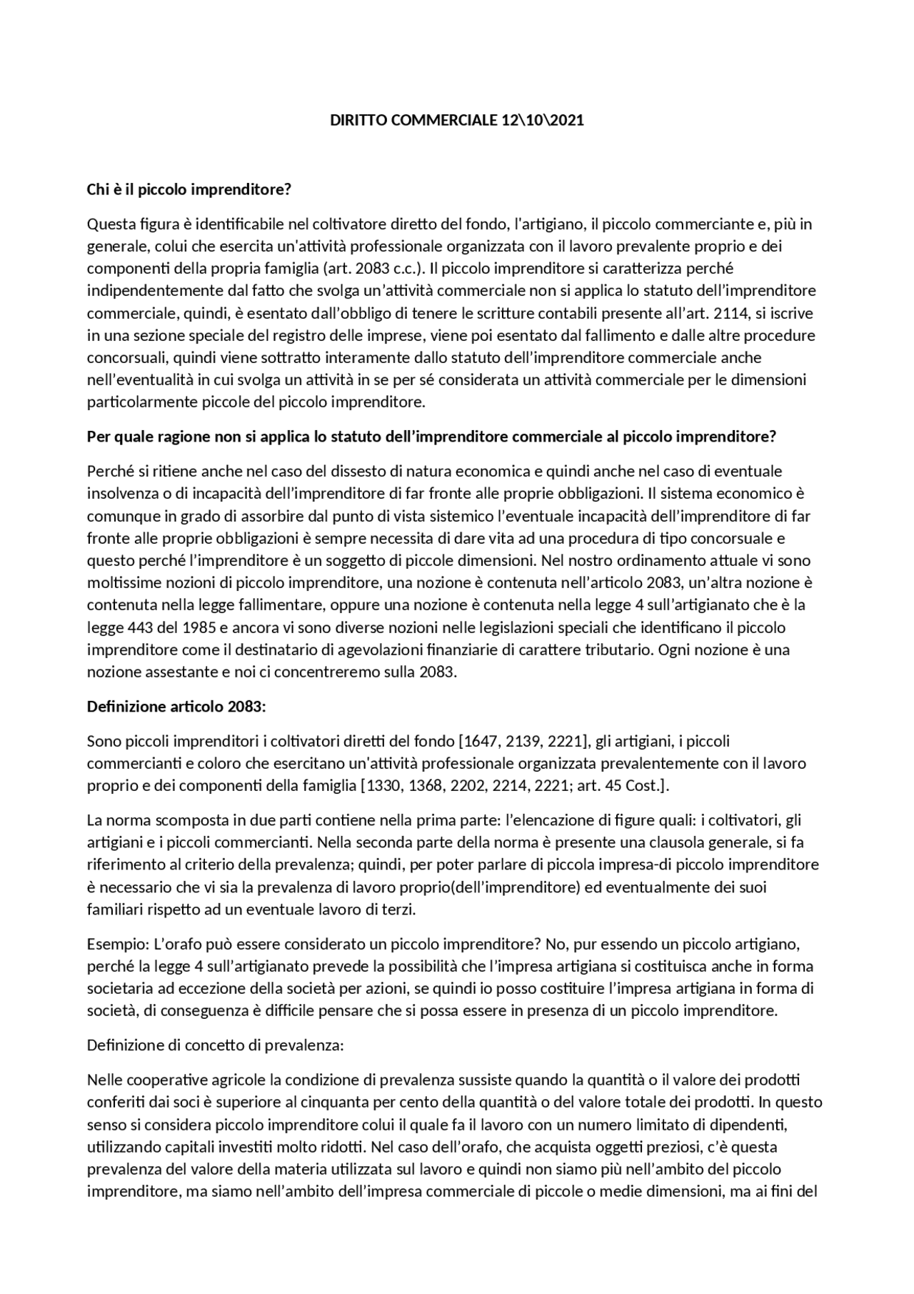 Giurisprudenza Diritto Commerciale Docsity