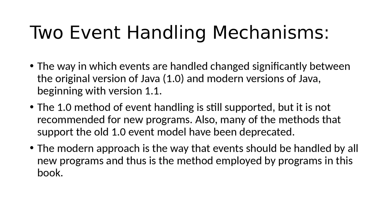 Event handleing in java. - Docsity