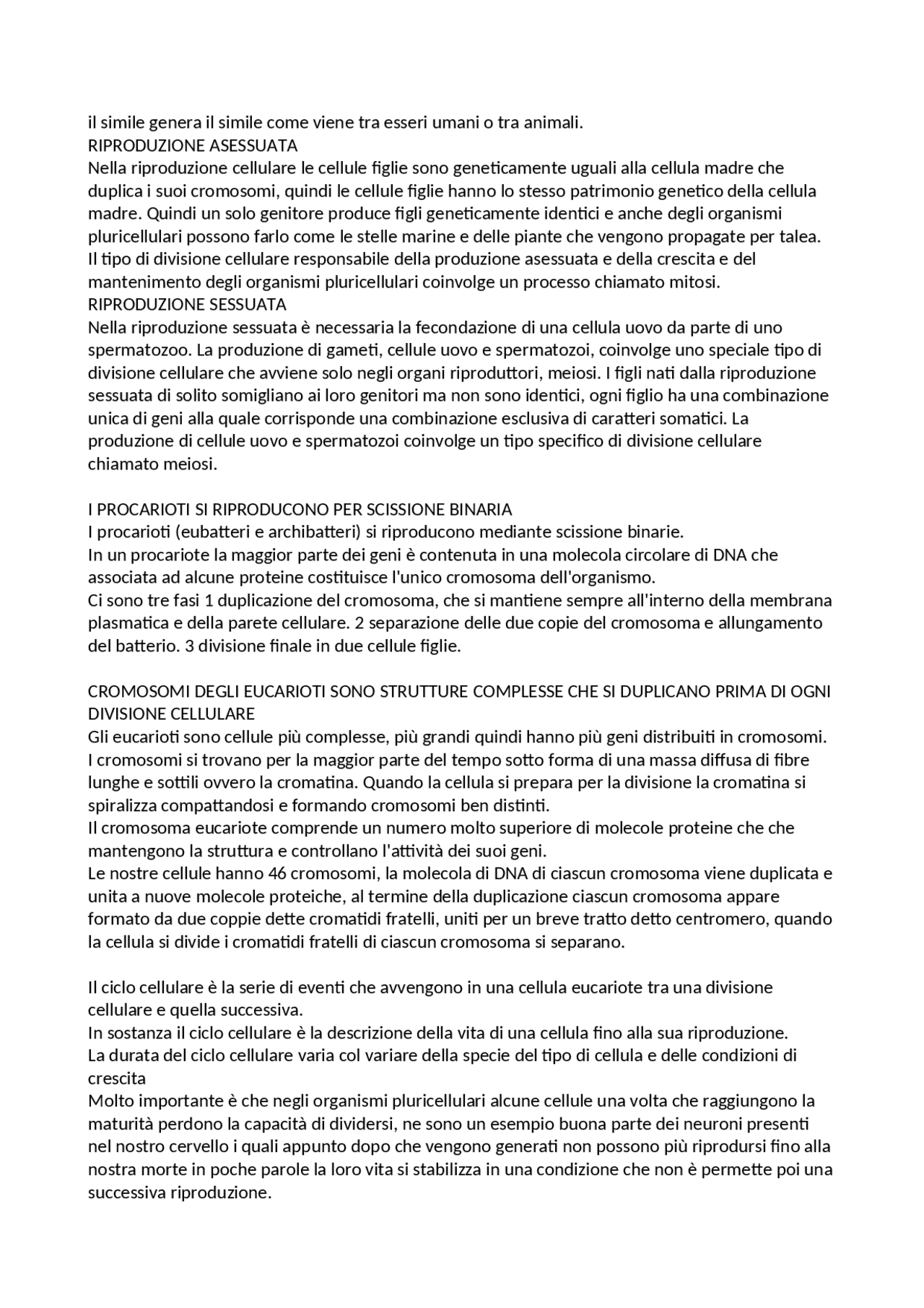 Mitosi E Meiosi Spiegazione Con Appunti Docsity