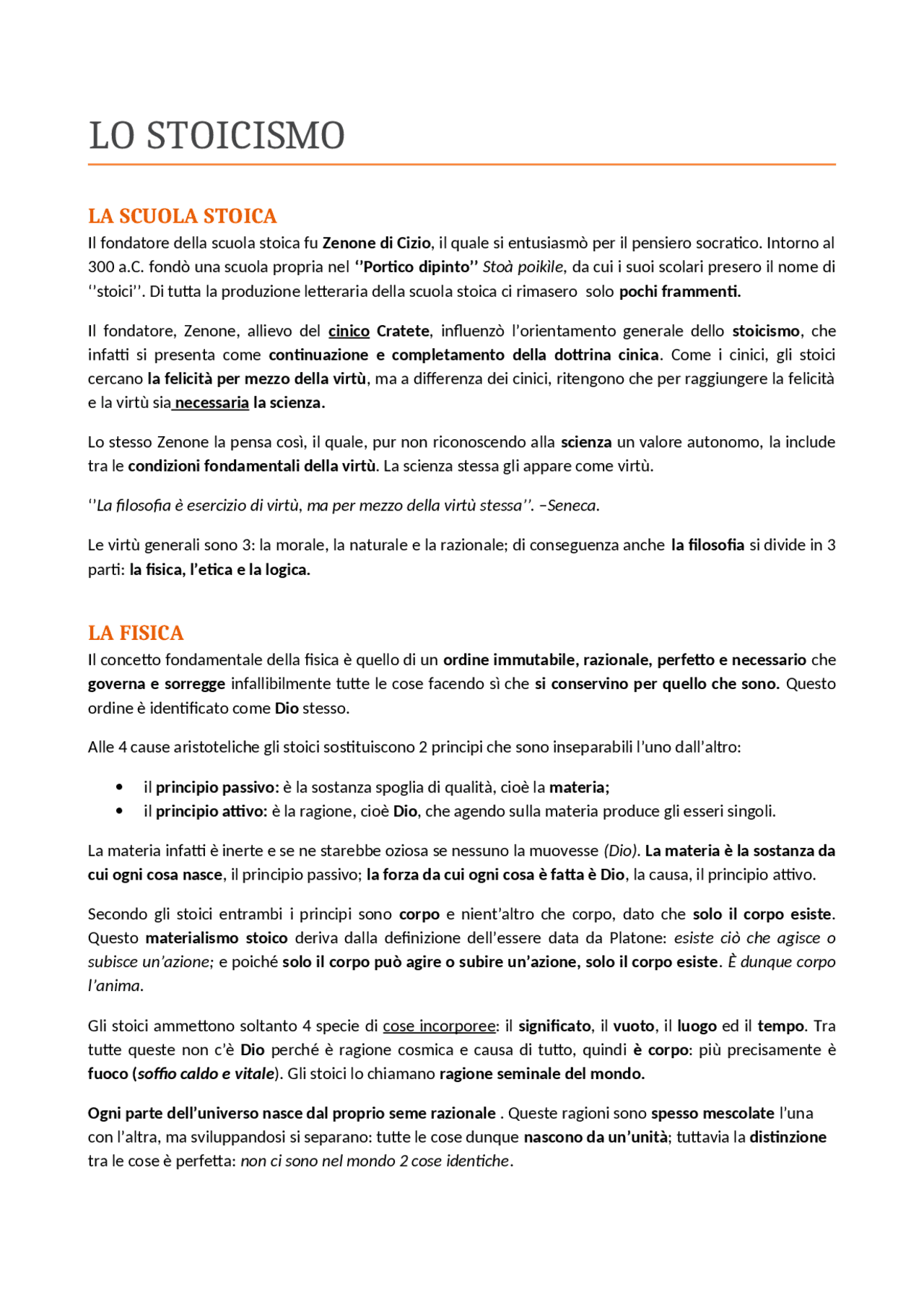 Stoicismo E Le Sue Caratteristiche Docsity