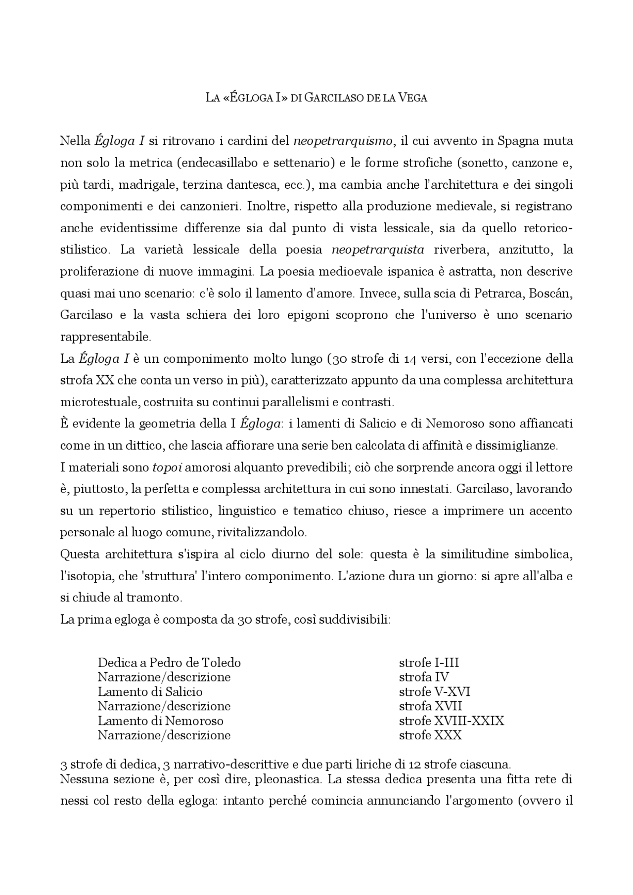 La Egloga I di Garcilaso de la Vega: Fondamenti del Neopetrarquismo ...