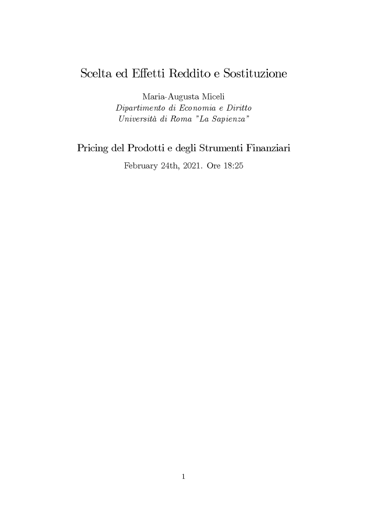 Riassunto Pricing Ottimo E Completo Docsity