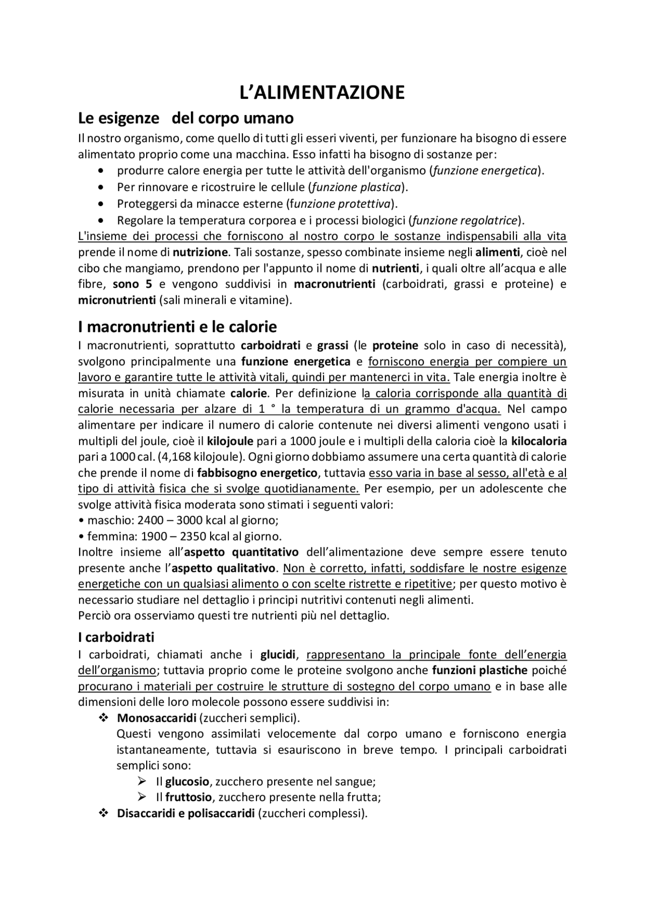 Lalimentazione Riassunto Completo Dai Nutrienti Ai Disturbi