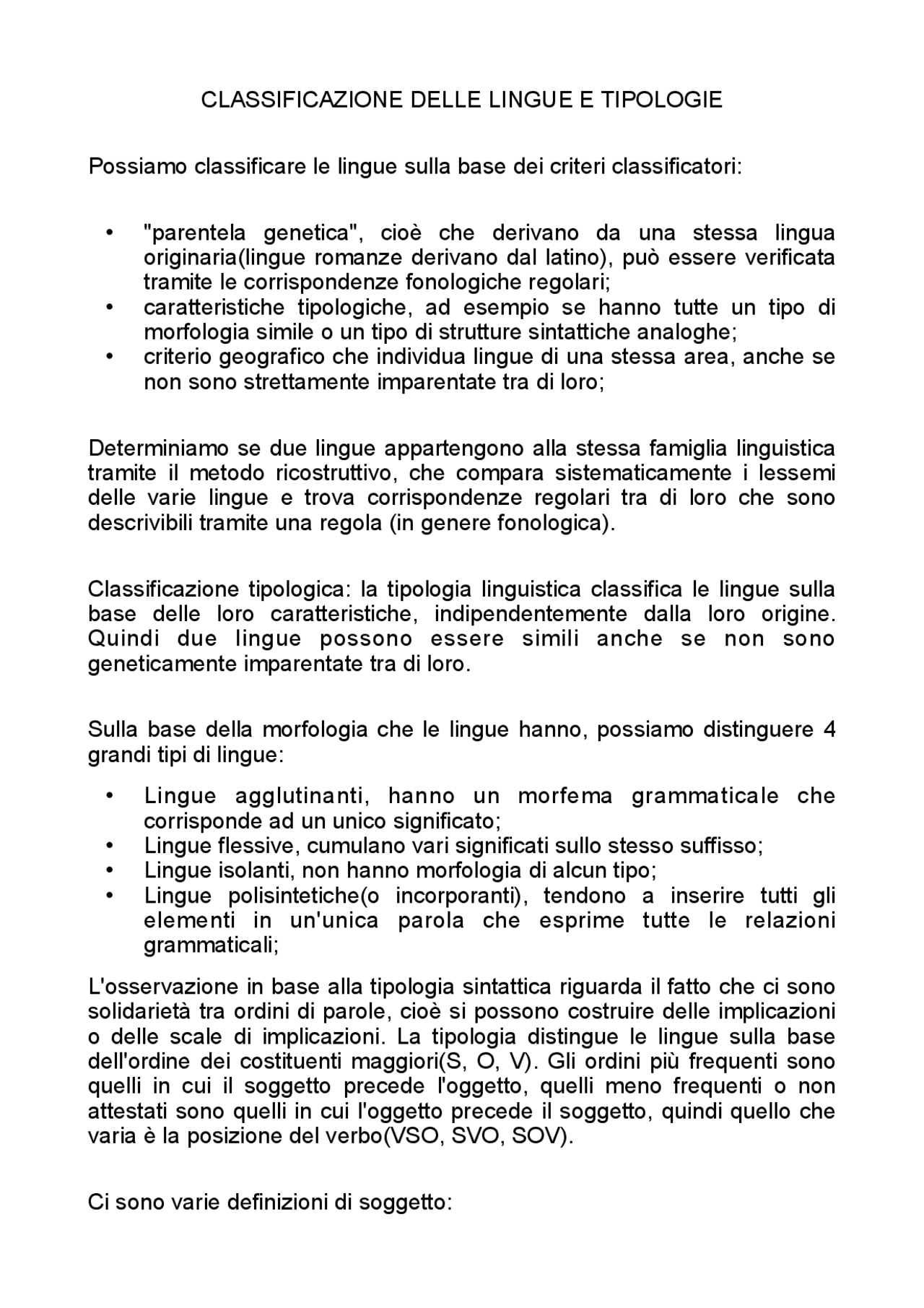 Classificazione Delle Lingue Appunti Di Linguistica Docsity